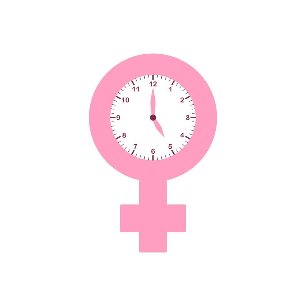 Menopause Pink Icon With Clock Symbol Of Menopause Period Female