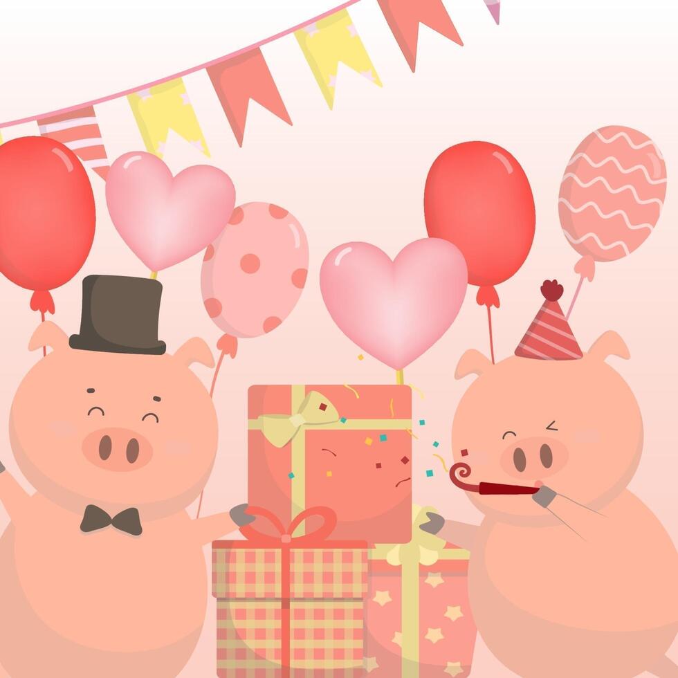 Pig birthday party preparation Together they decorated the venue with ...