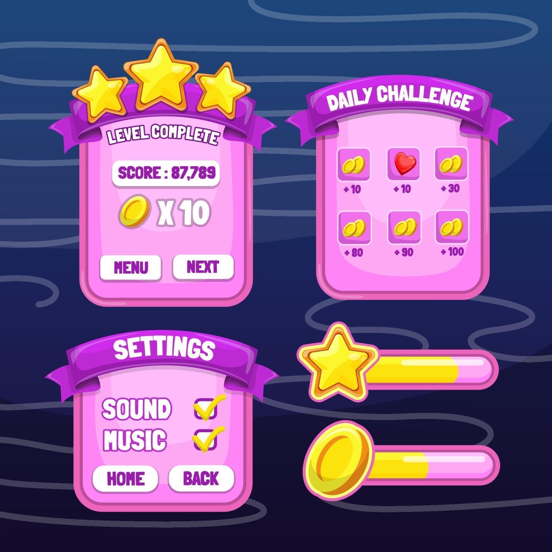 Vector Game Template Gui Kit Interface Log In Page Elements 5238461 Vector Art At Vecteezy