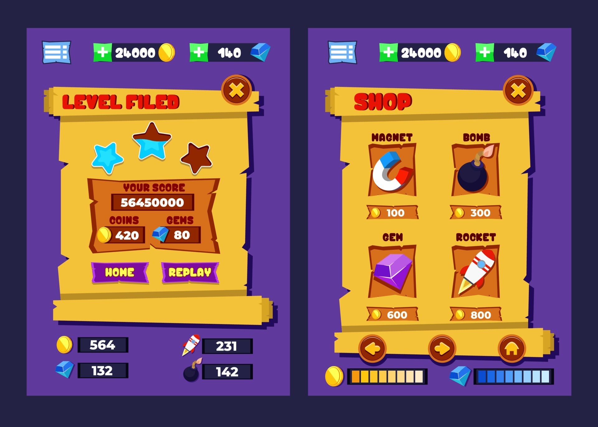 Vector Game Template Gui Kit Interface Log In Page Elements 5238466 Vector Art At Vecteezy