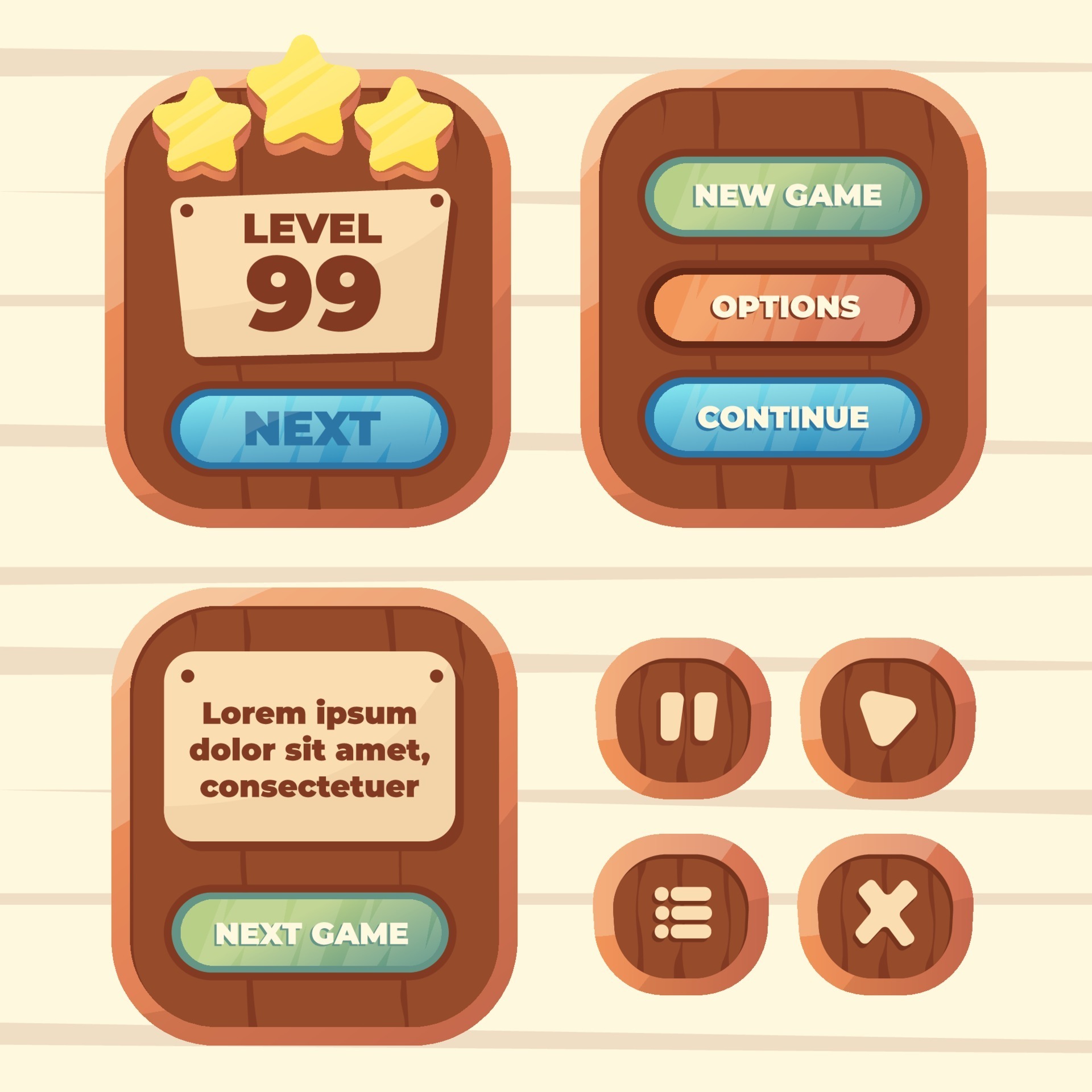 Vector Game Template Gui Kit Interface Log In Page Elements 5238467 Vector Art At Vecteezy