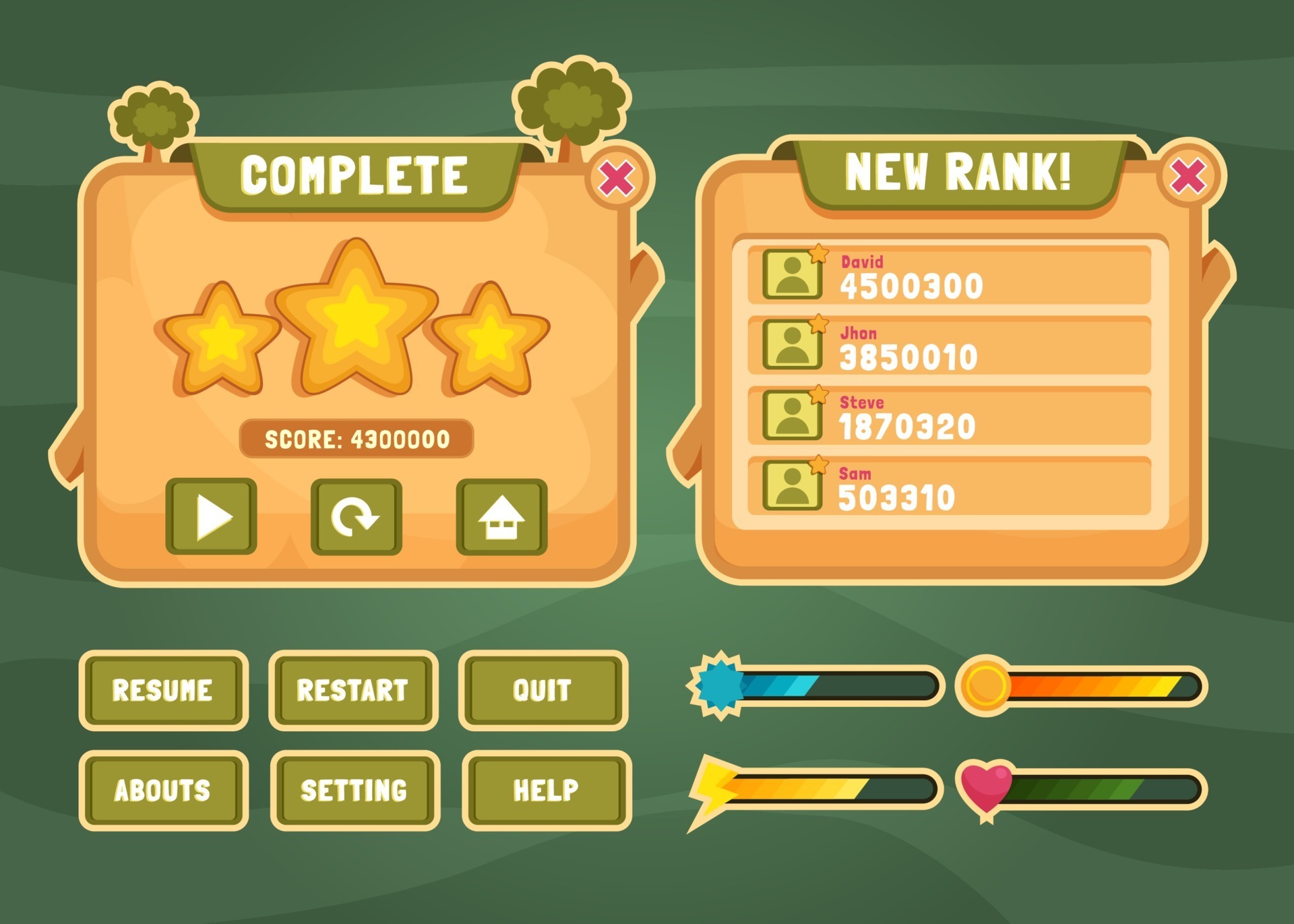 Vector Game Template Gui Kit Interface Log In Page Elements 5238471 Vector Art At Vecteezy