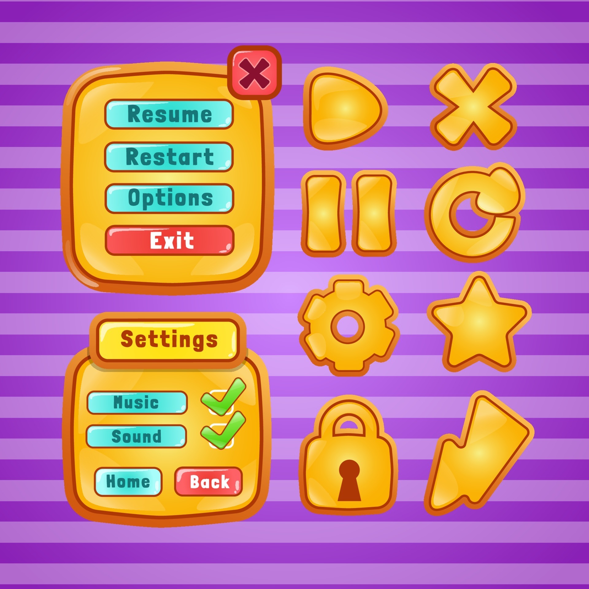 Vector Game Template Gui Kit Interface Log In Page Elements 5238477 Vector Art At Vecteezy