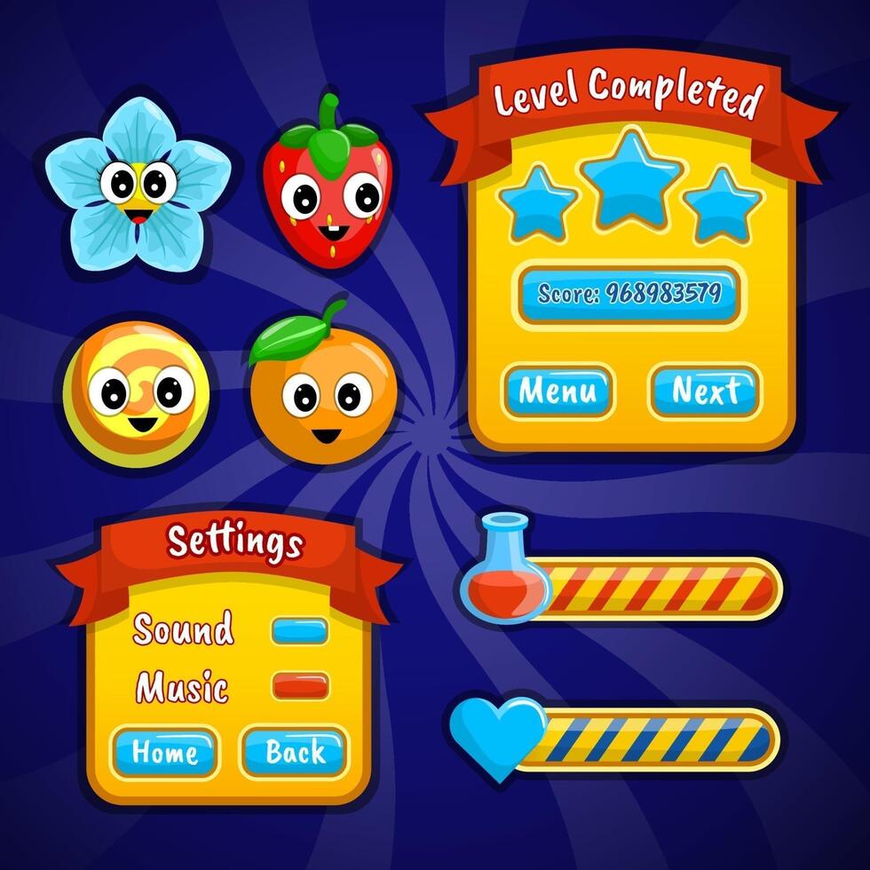 Vector Game Template Gui Kit Interface Log In Page Elements 5238490 Vector Art At Vecteezy