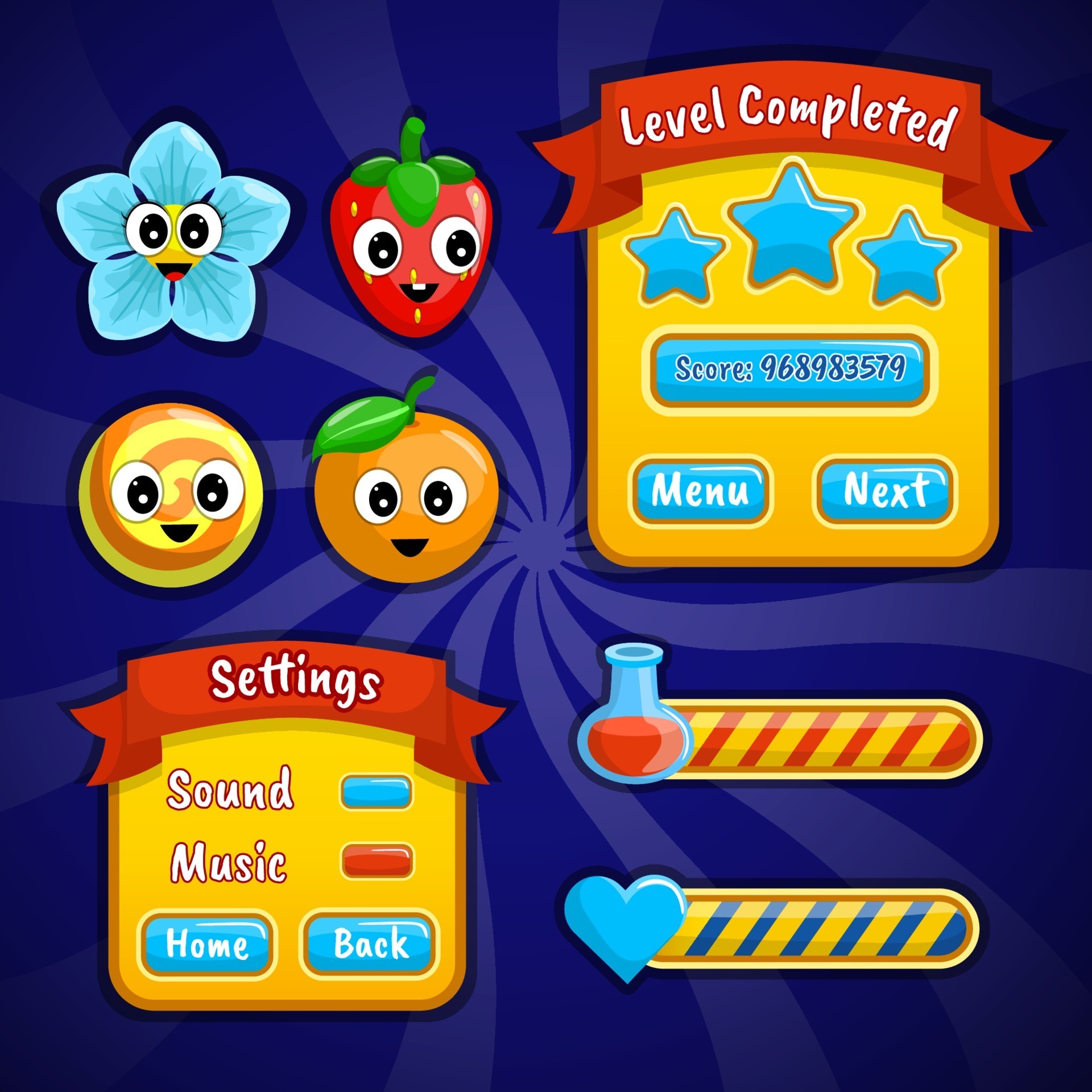 Vector Game Template Gui Kit Interface Log In Page Elements 5238490 Vector Art At Vecteezy