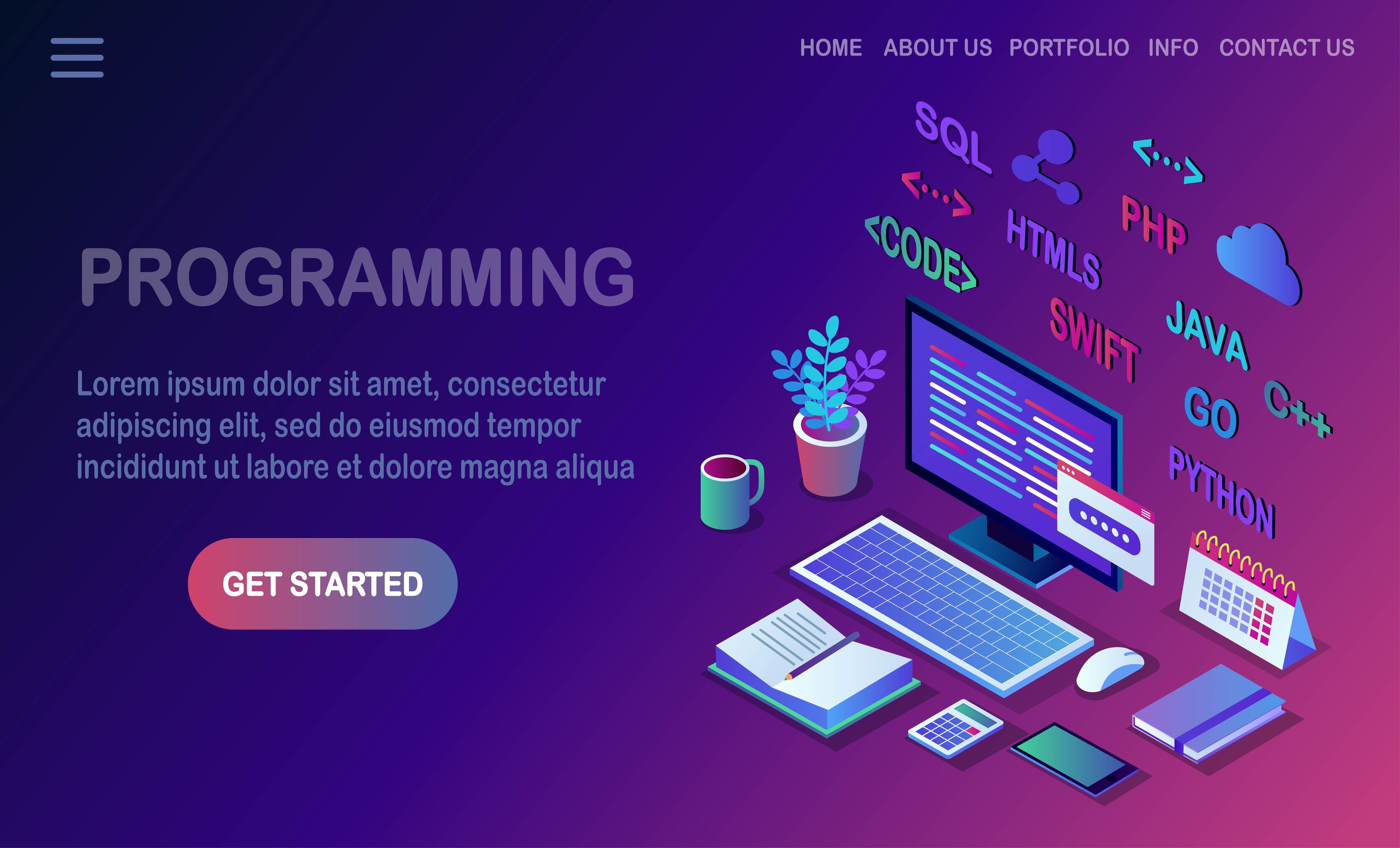 Software Development Programming Language Coding 3d Isometric Pc Computer With Digital