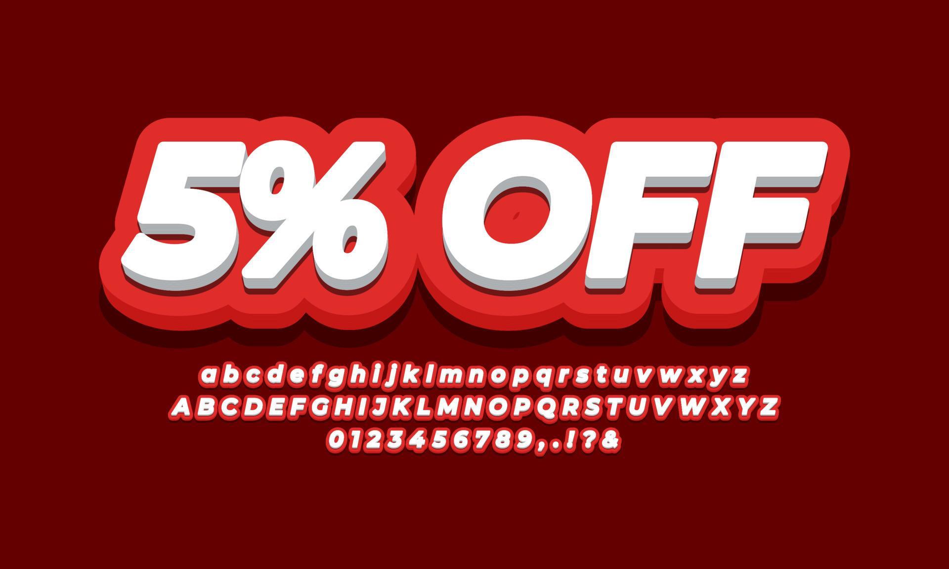 5 Percent Off Five Percent Sale Discount Promotion Text 3d Red 5249933