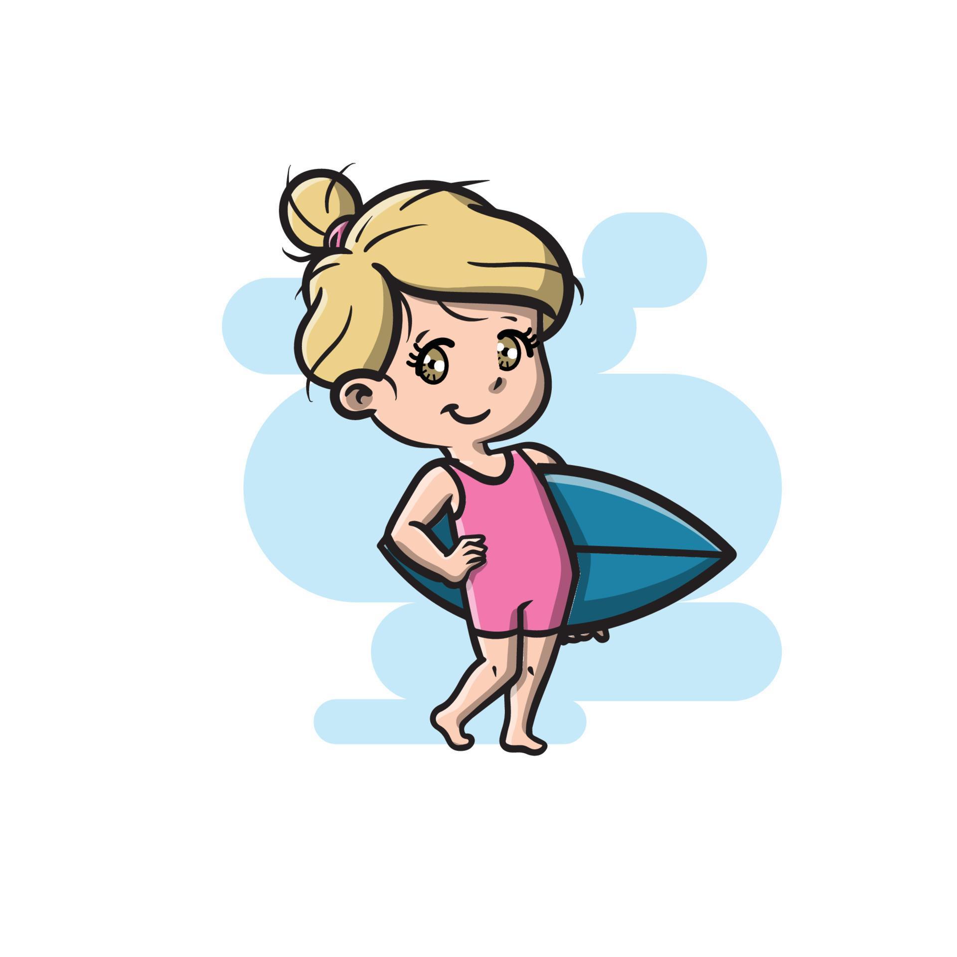 Cute Girl at The Beach in Summer Time 5252505 Vector Art at Vecteezy