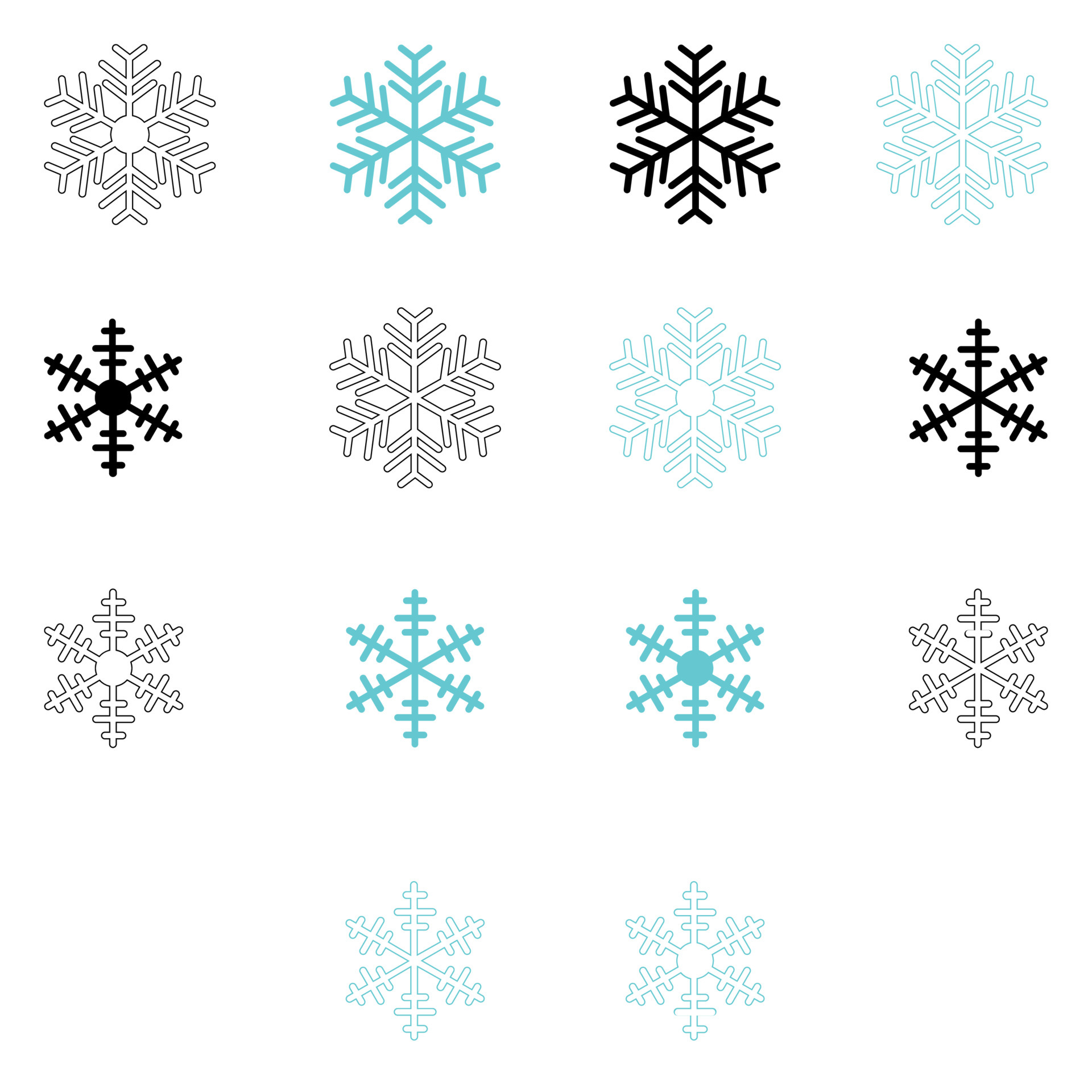 Snowflake set blue and black color 5255799 Vector Art at Vecteezy