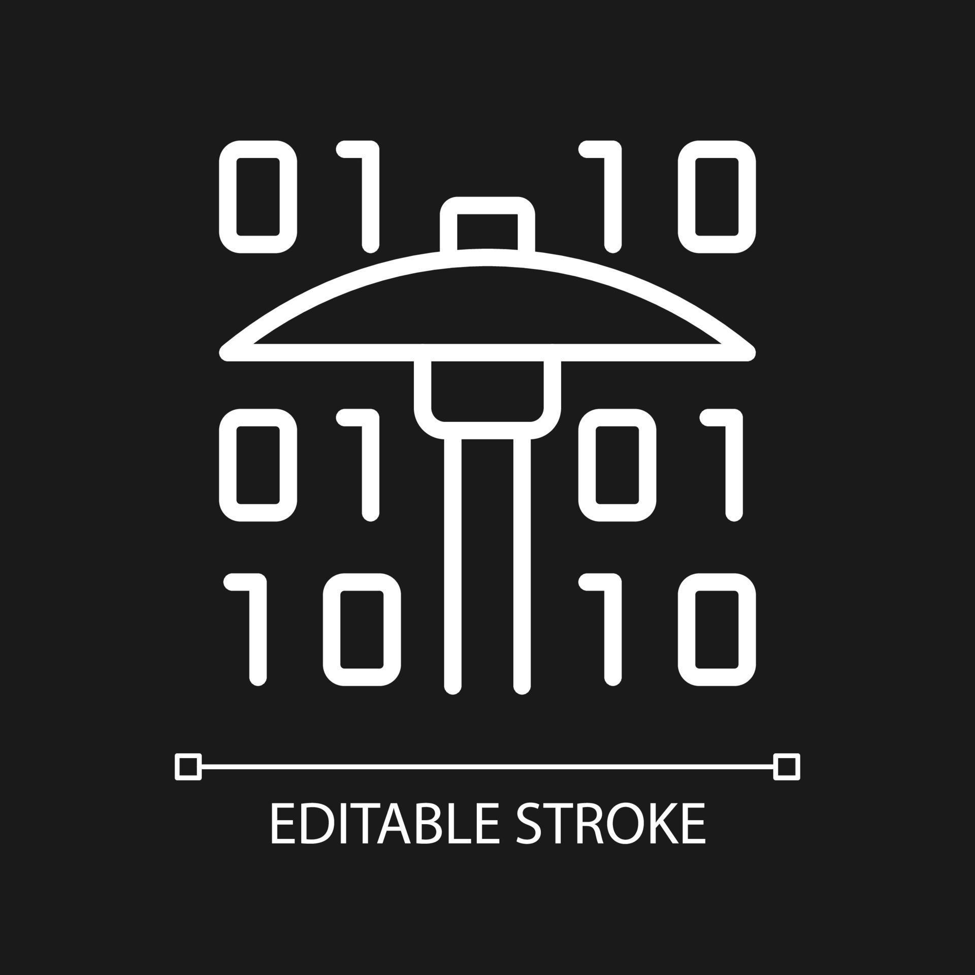 Data mining white linear pixel perfect icon for dark theme. Machine ...