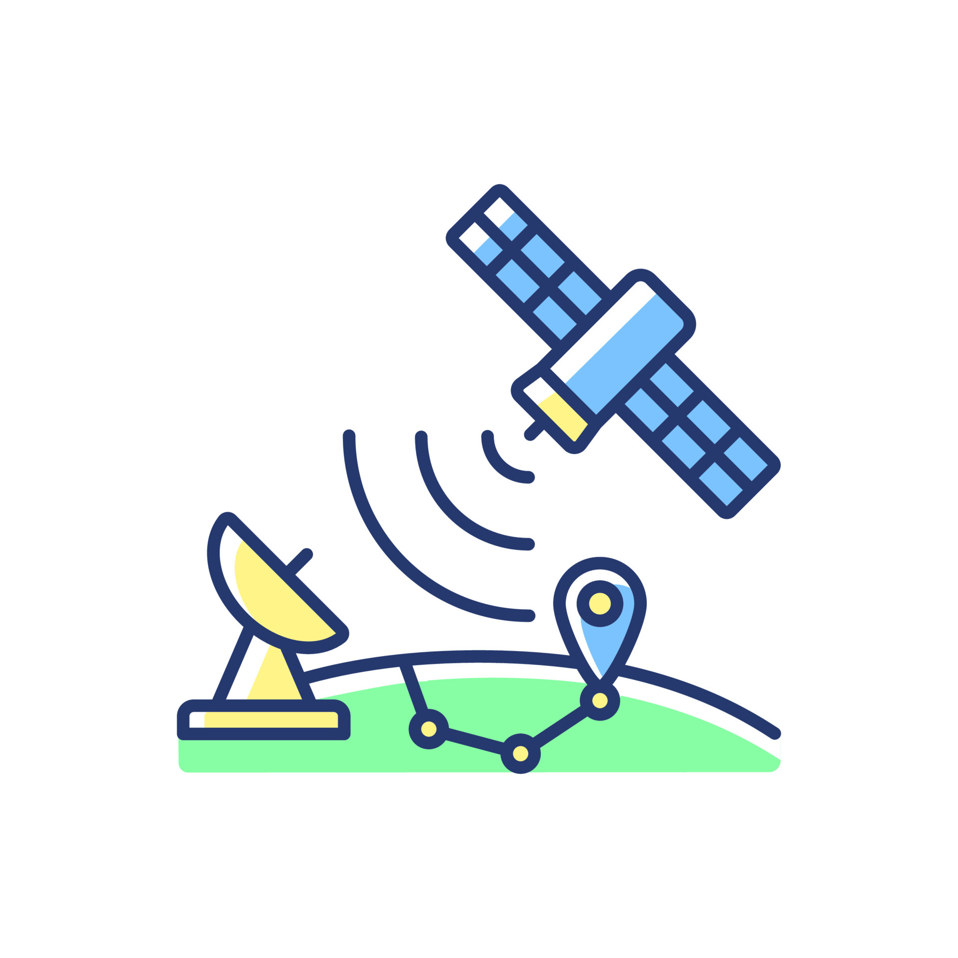 Global Positioning System Blue Green Rgb Color Icon Satellite Based