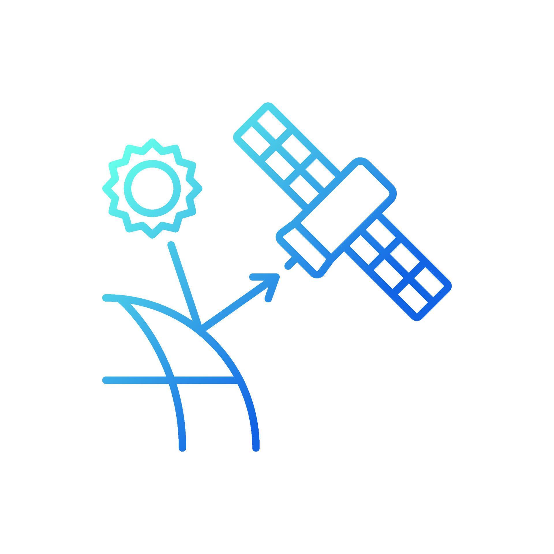 Remote Sensing Satellite Gradient Linear Vector Icon Digital Earth Conceptualization Planet