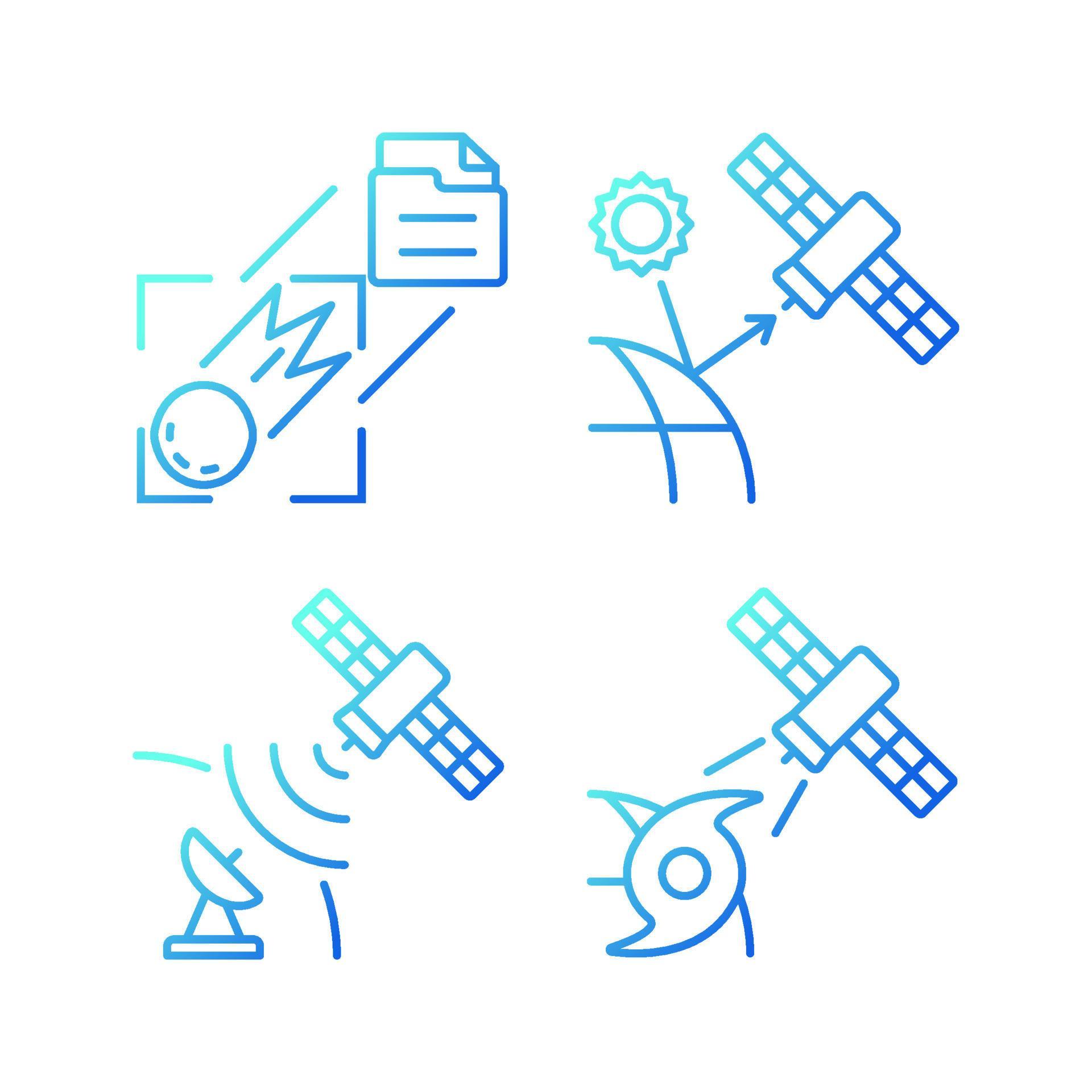 Climate Monitoring Satellites Gradient Linear Vector Icons Set Meteorological Earth Observation