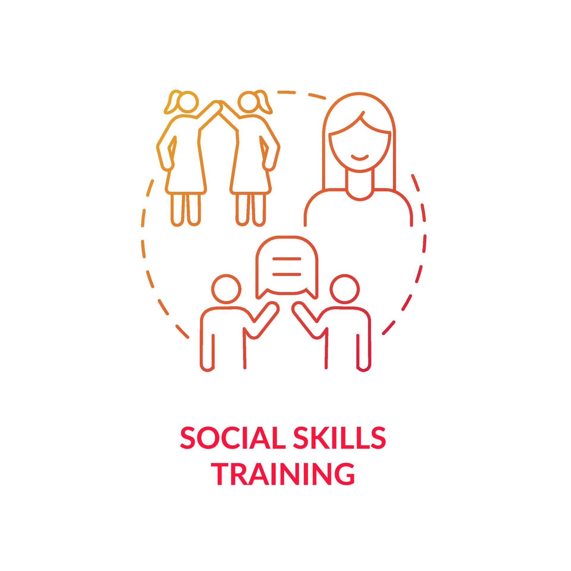 Social skills training concept icon. ADHD treatment abstract idea thin ...