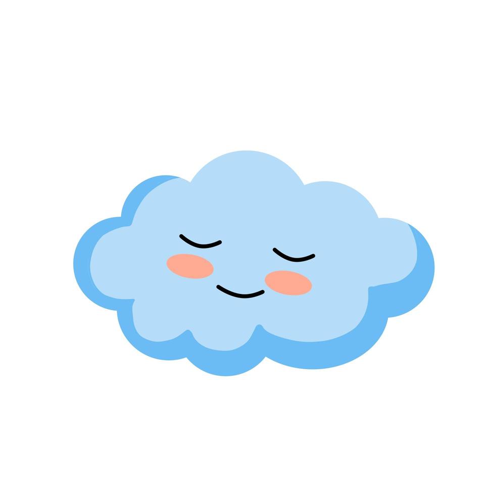 Smiling cloud. Kawaii character. Blue object of sky. 5263903 Vector Art ...