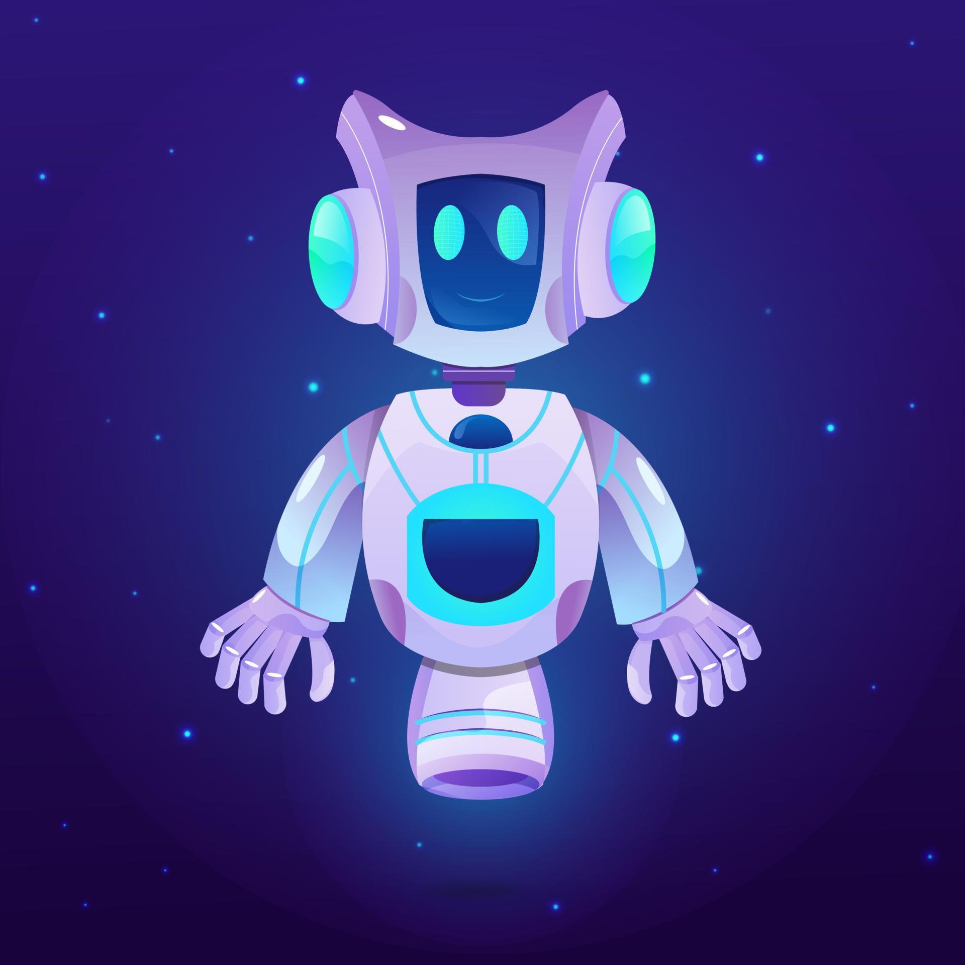 Design Cute robot character with galaxy space background 5265240 Vector ...
