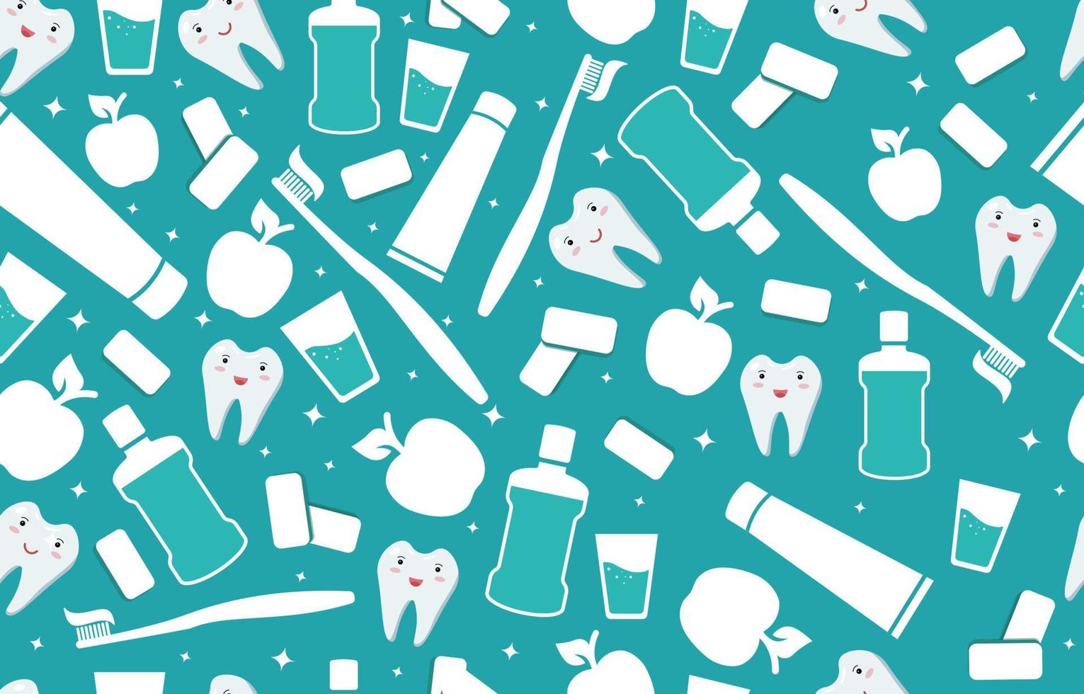 Dental And Oral Care Horizontal Background Items For Daily Hygiene Of