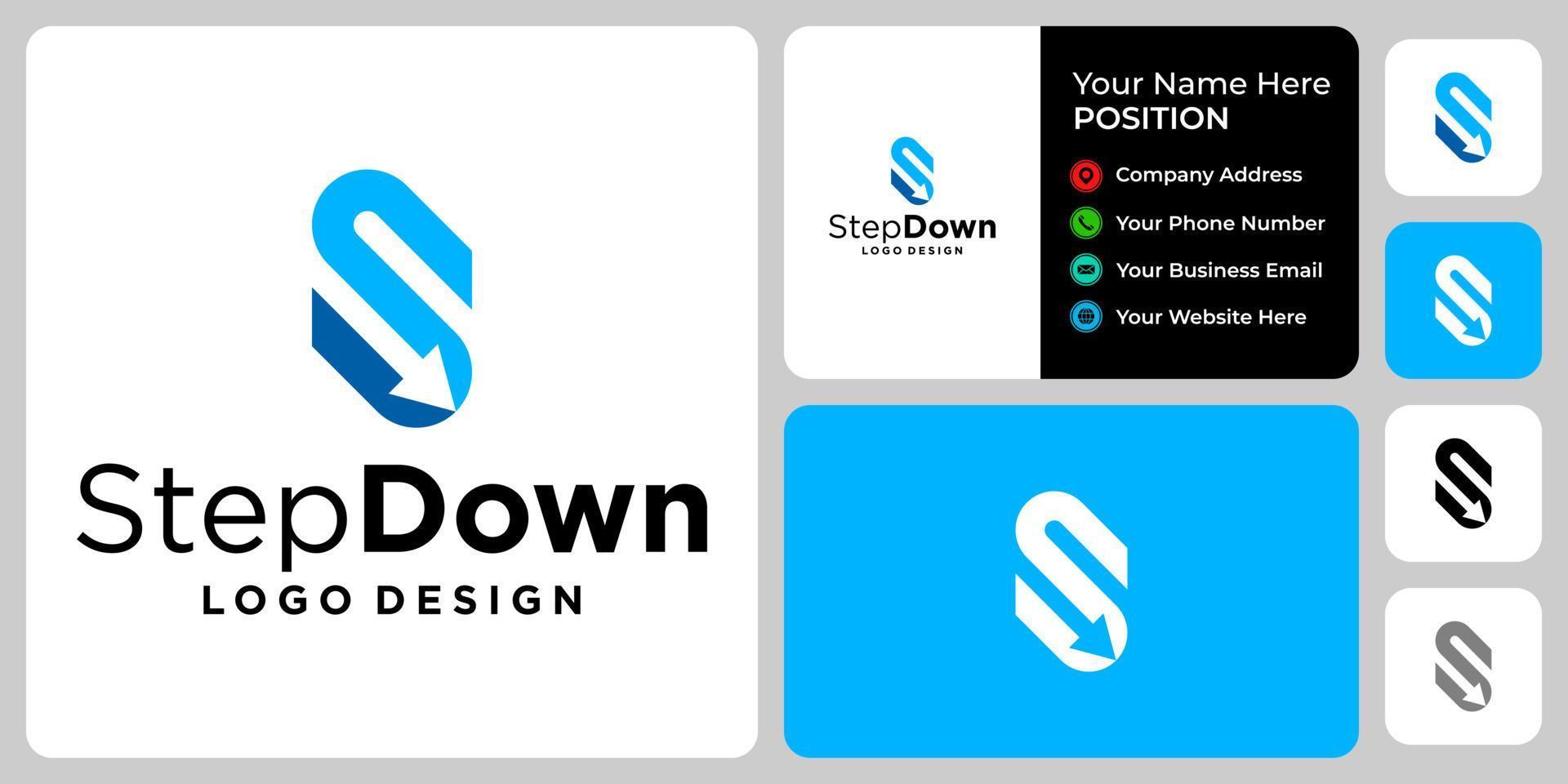 Letter S monogram decrease logo design with business card template ...
