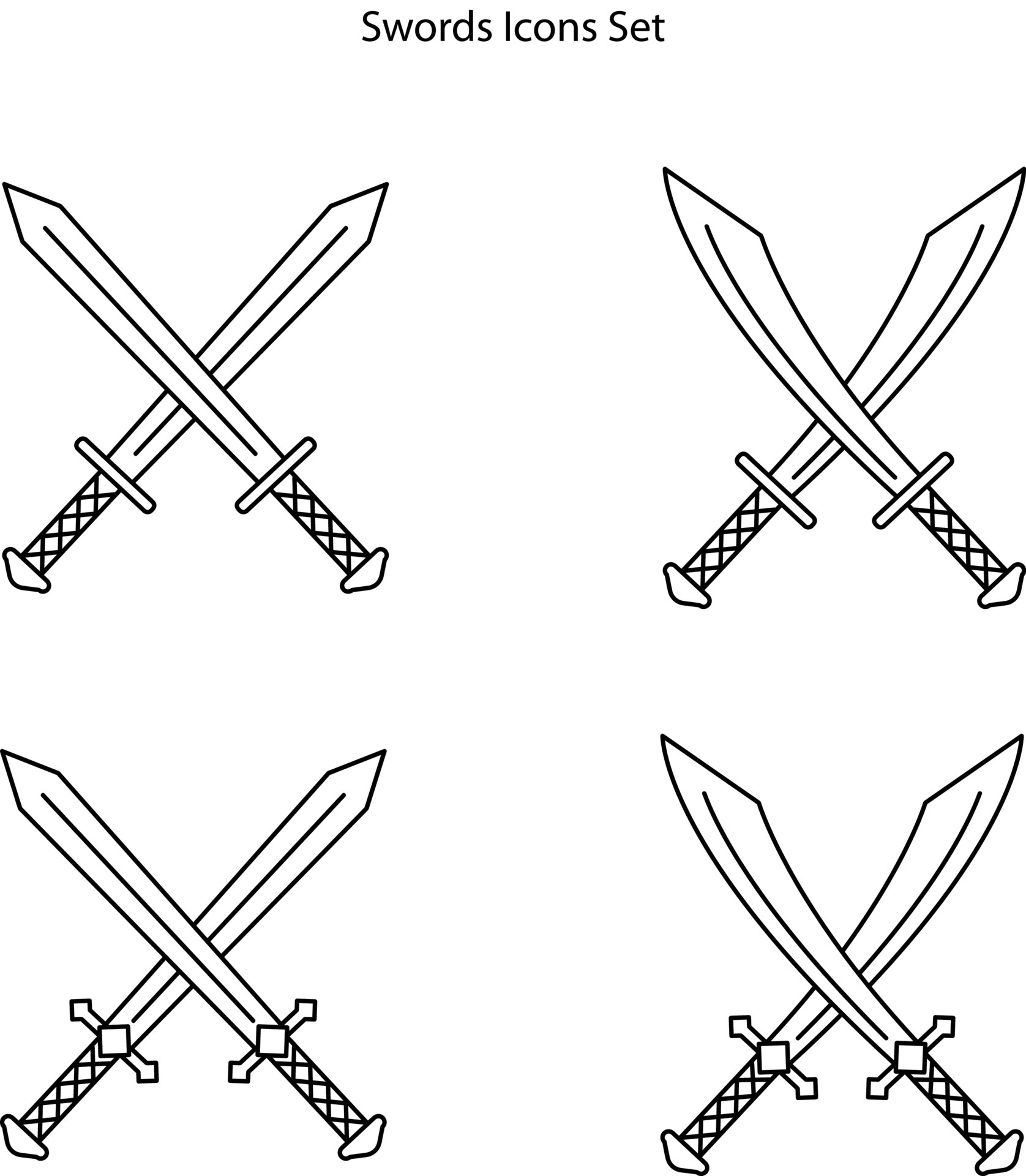 Sword Icons Set Isolated On White Background From Desert Collection Sword Icon Thin Line