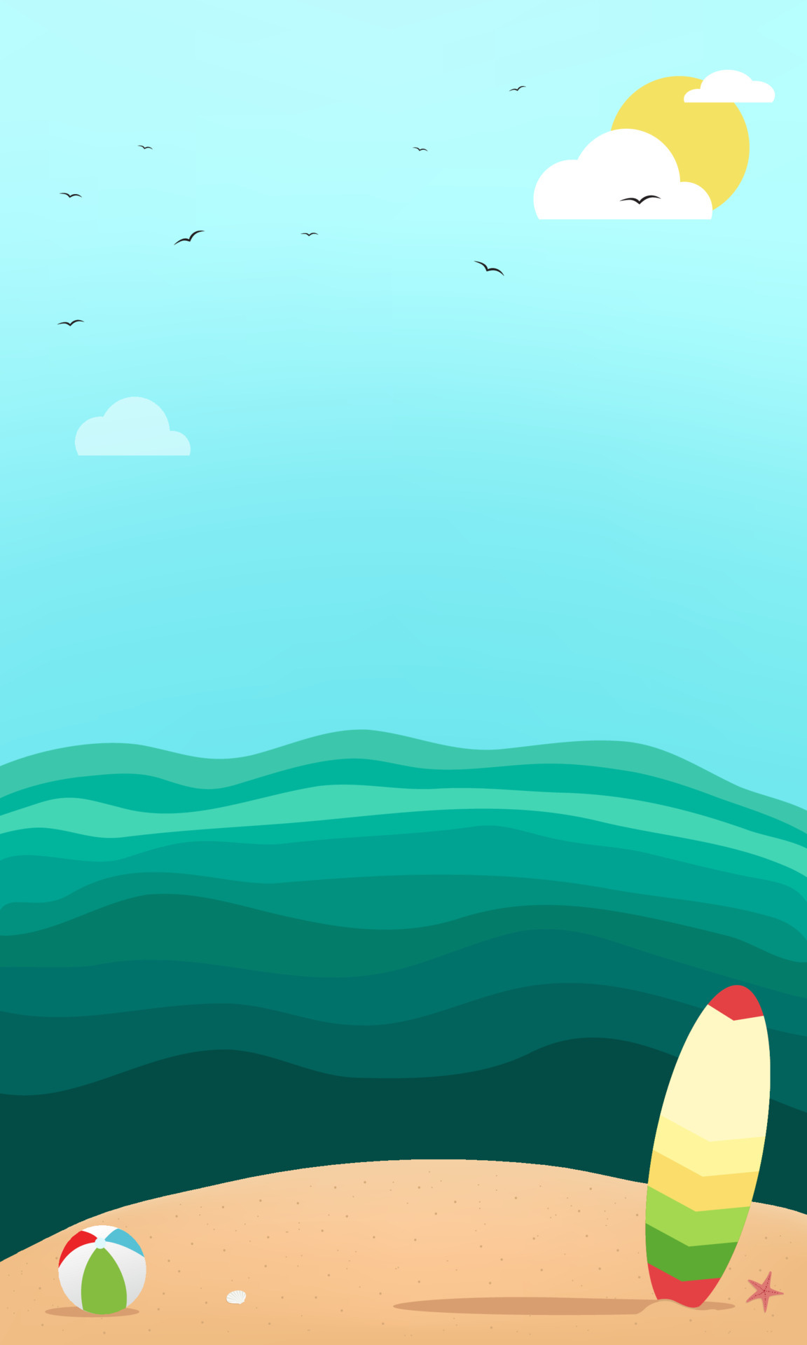 a poster or banner with a beach theme 5278815 Vector Art at Vecteezy