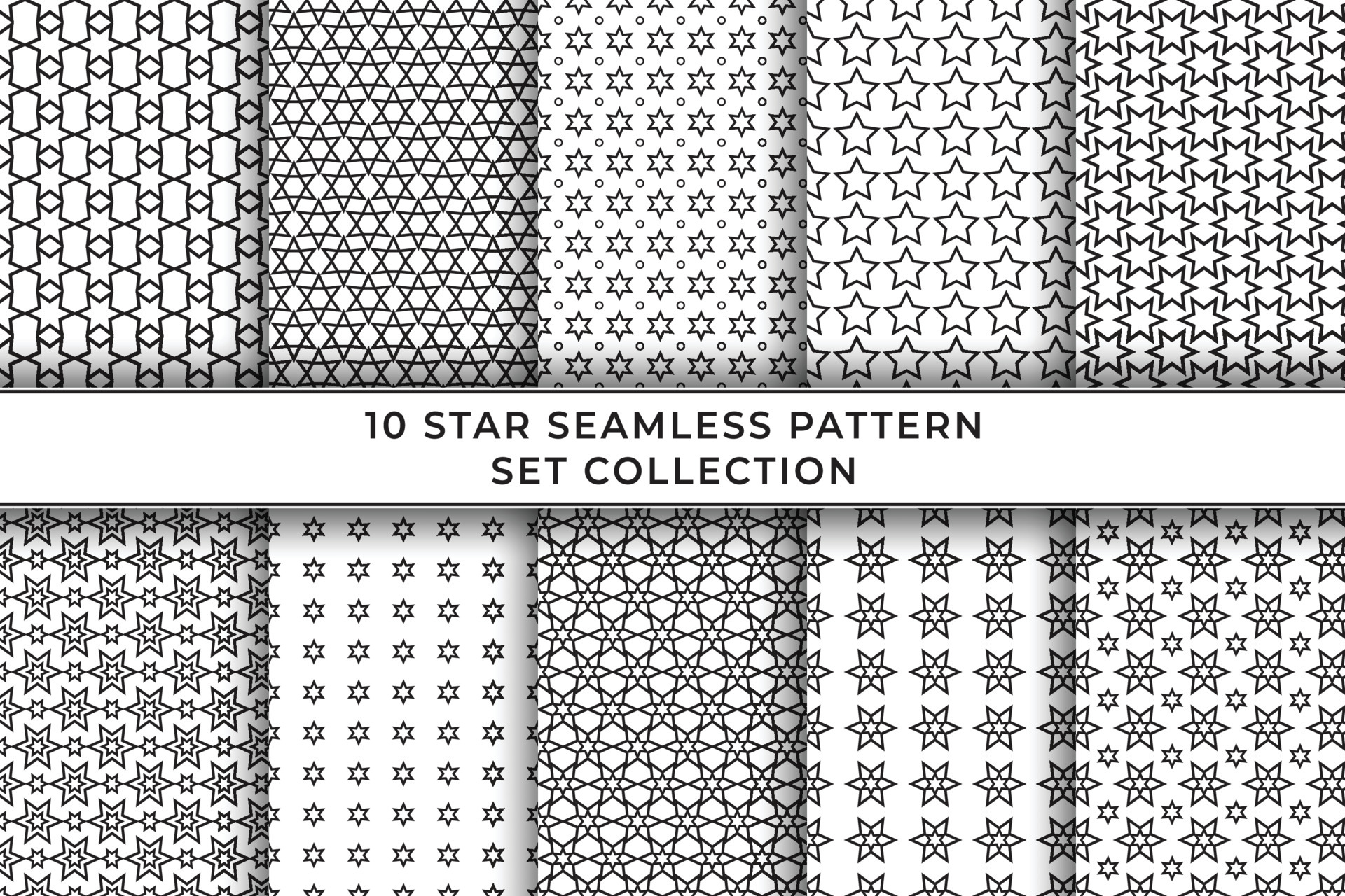 seamless pattern star shape set collection, for decoration or fabric ...