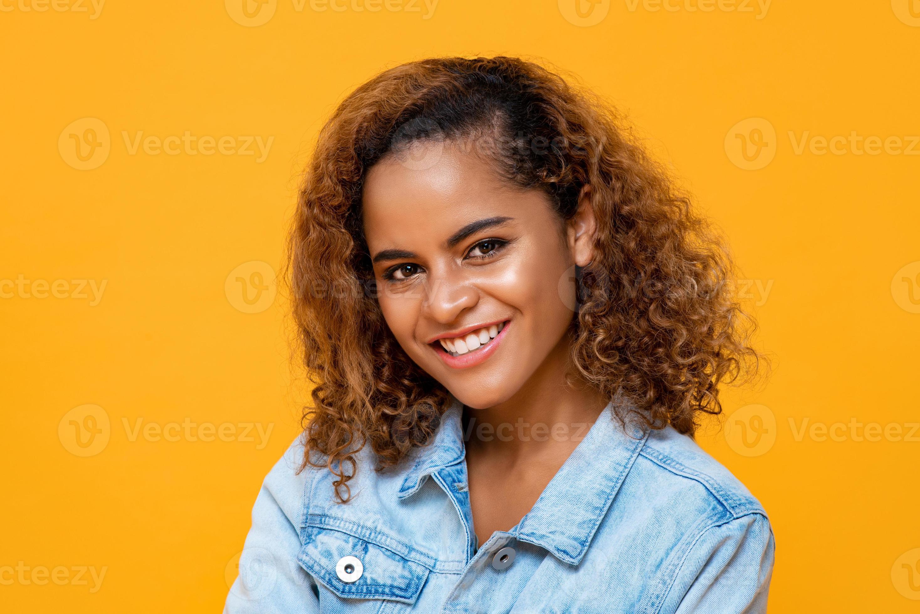 Close up portrait of happy young beautiful African American woman ... Close up portrait of happy young beautiful African American woman ...