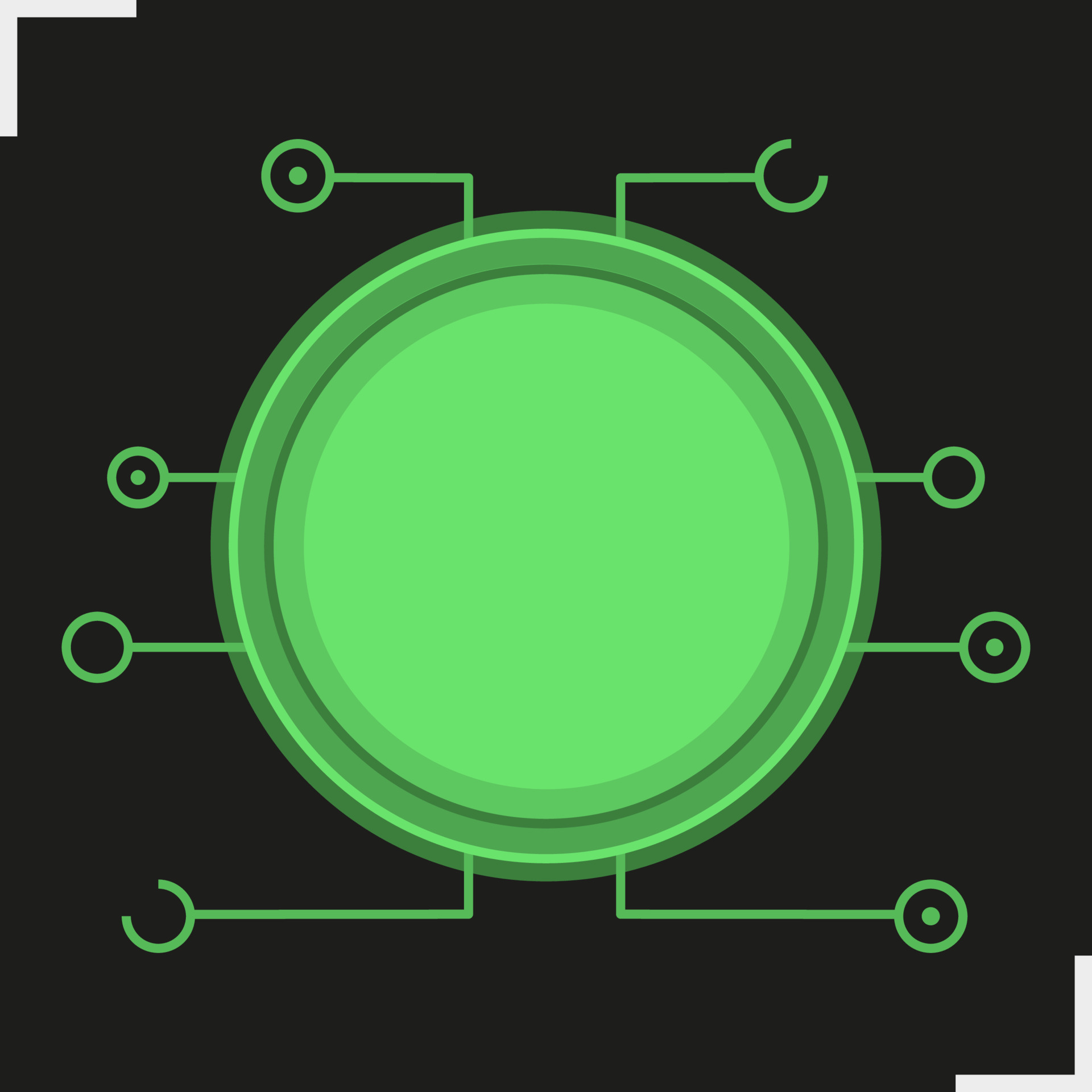 Digital Microchip Frame Green Color Futuristic Chip Set Icon Sci Fi