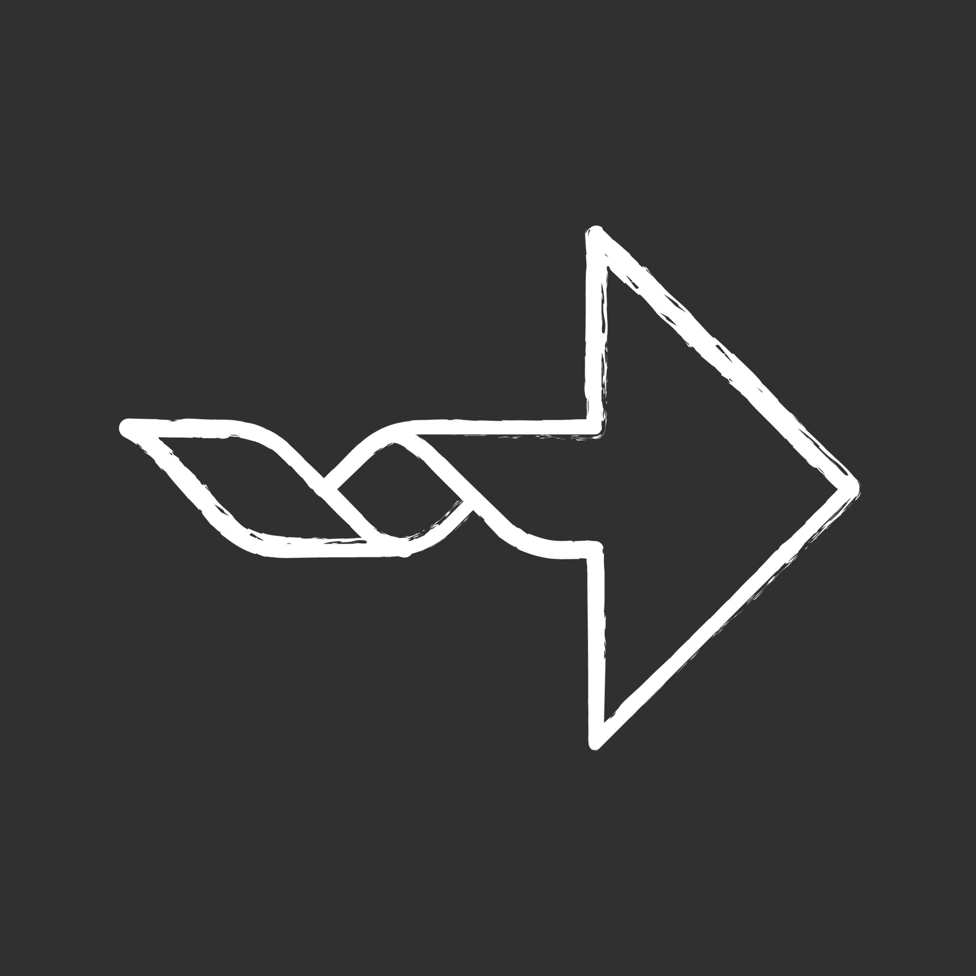 Twisted arrow chalk icon. Navigation pointer sign. Direction move ...
