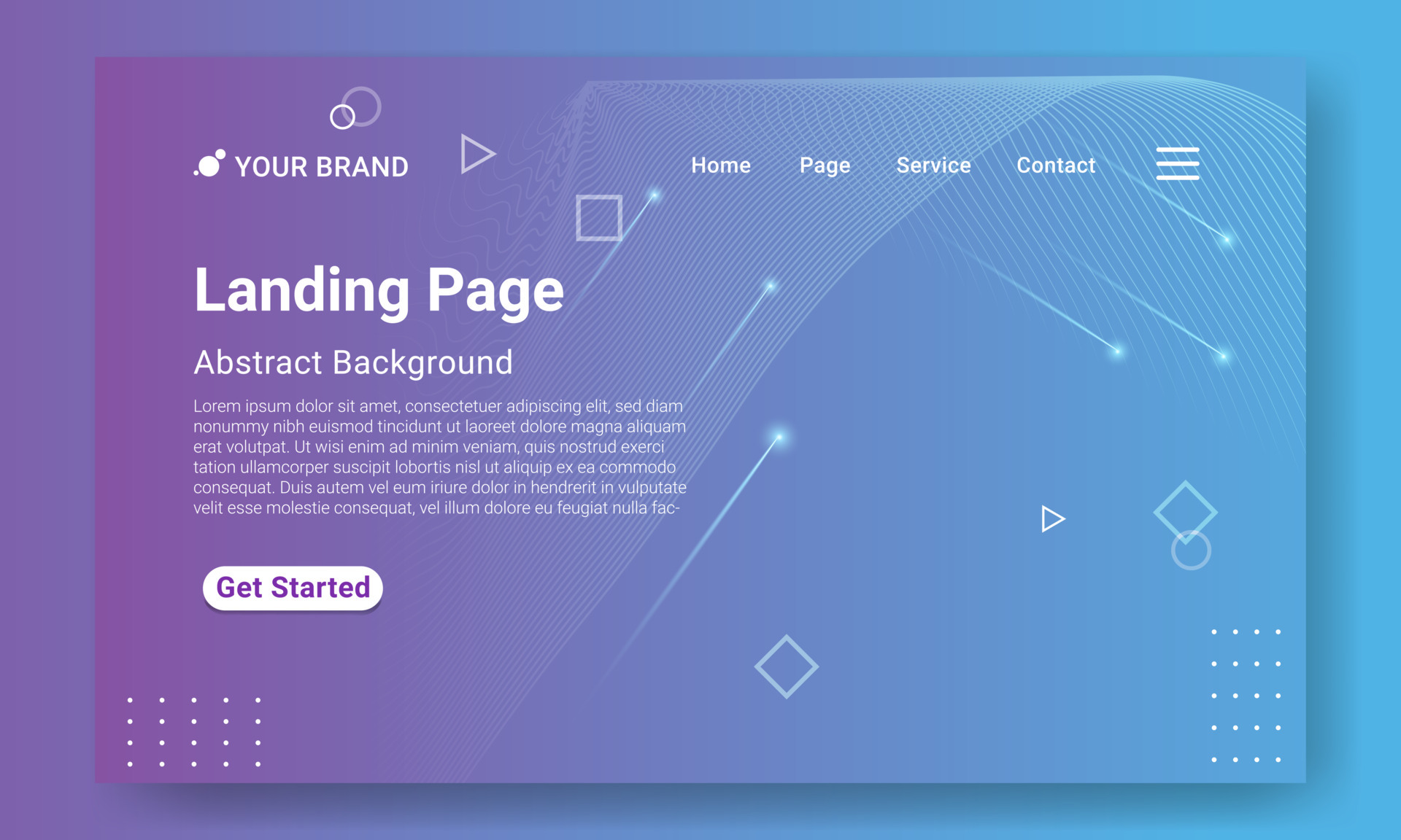 Minimal Landing Page Website Template. Blue gradient geometric ...