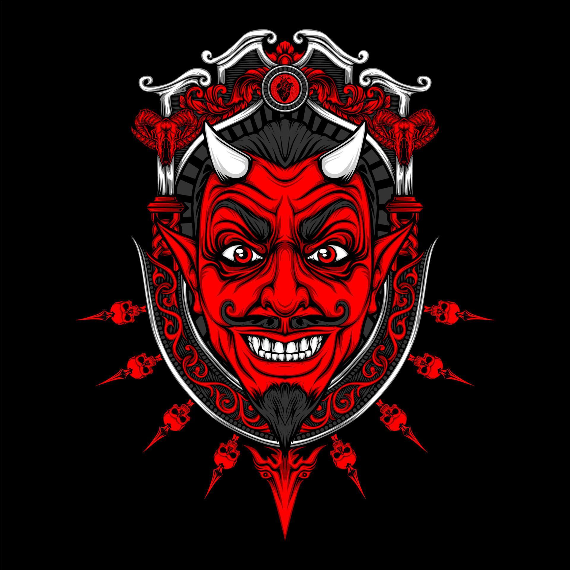 smiling devil face 5308350 Vector Art at Vecteezy