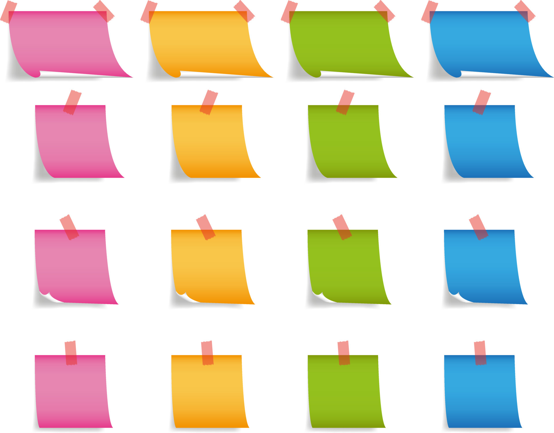 various paper notes set with four different color 5311029 Vector Art at ...