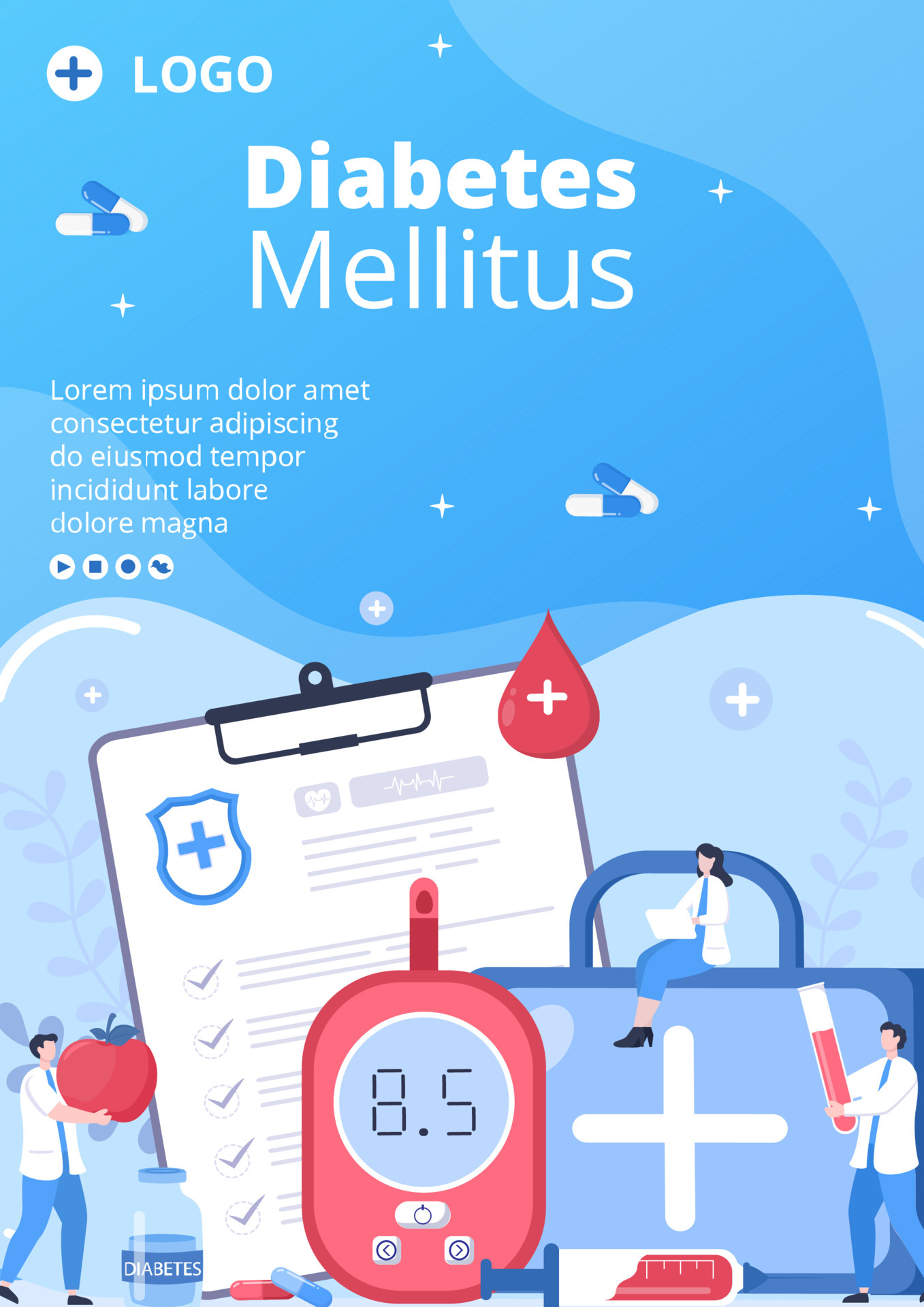 Diabetes Testing Flyer Template Flat Design Illustration Editable of ... Diabetes Testing Flyer Template Flat Design Illustration Editable of ...