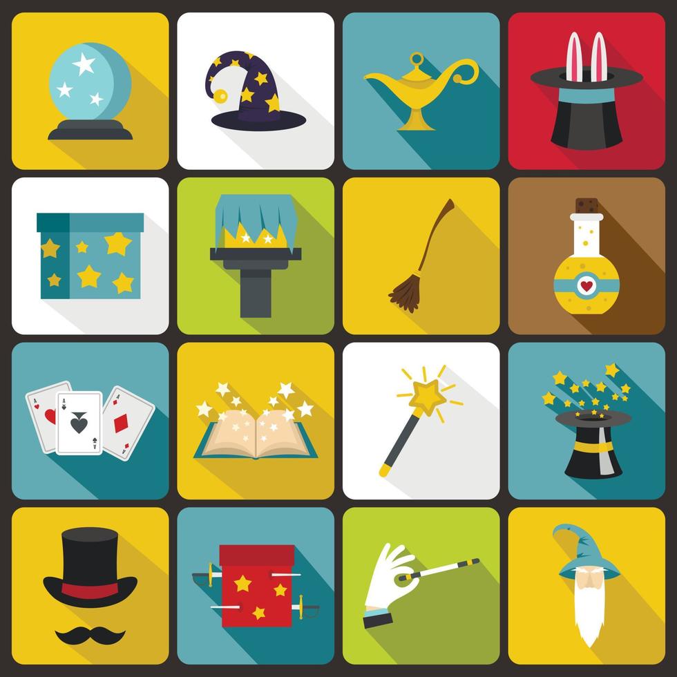 Magic icons set, flat style 5314161 Vector Art at Vecteezy