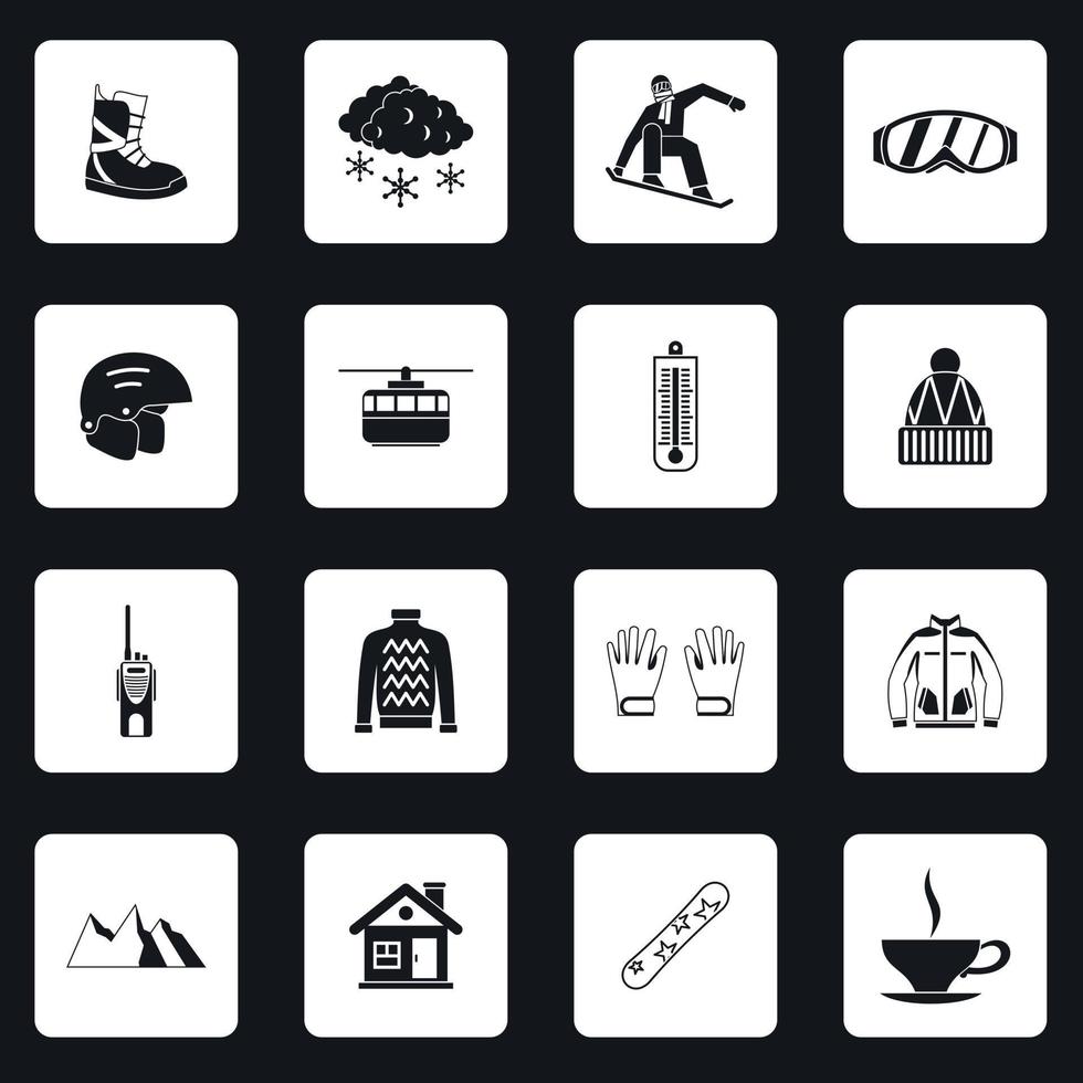 Snowboarding icons set, simple style 5314205 Vector Art at Vecteezy