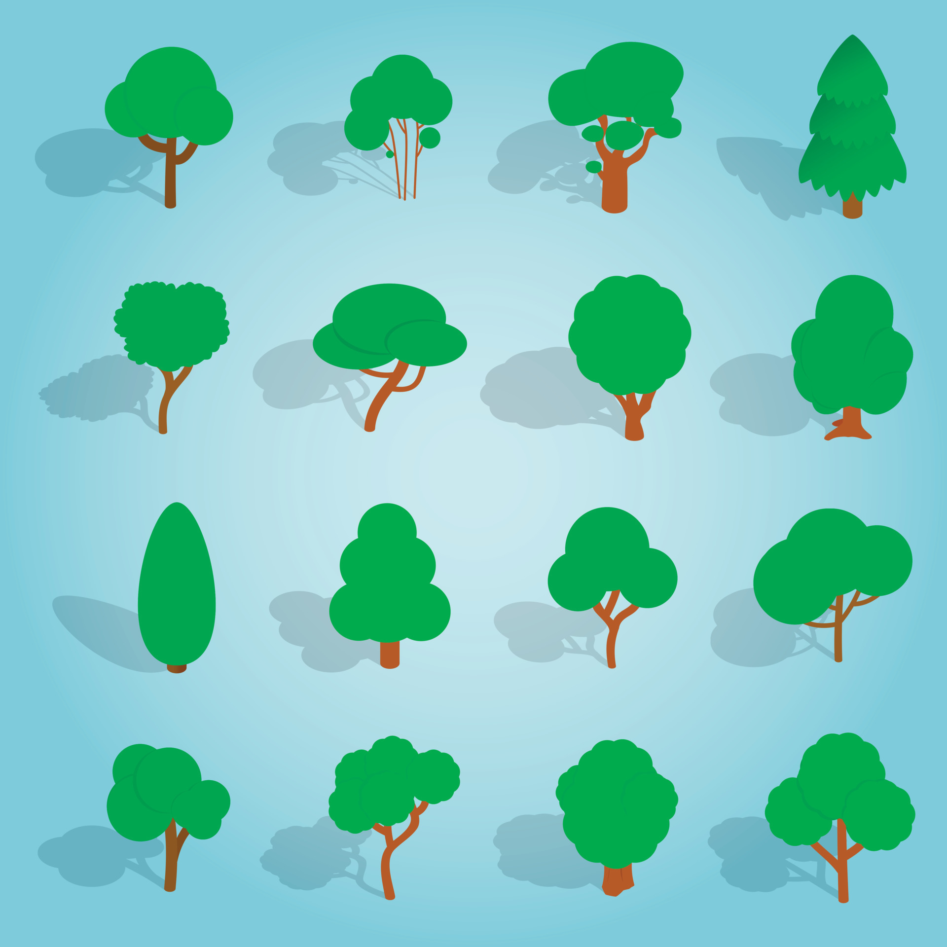 Tree set icons, isometric 3d style 5314640 Vector Art at Vecteezy