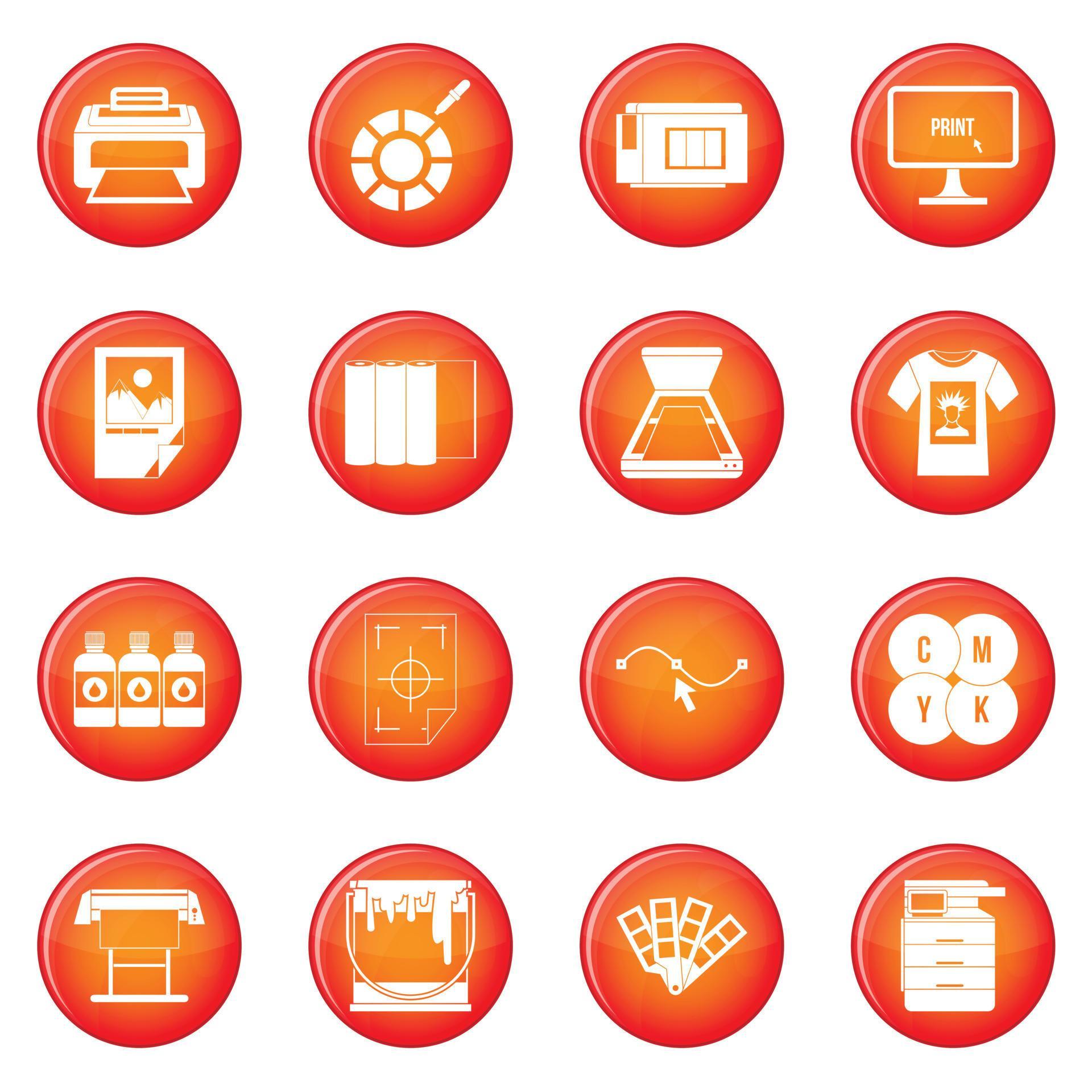 Printing icons vector set 5314708 Vector Art at Vecteezy