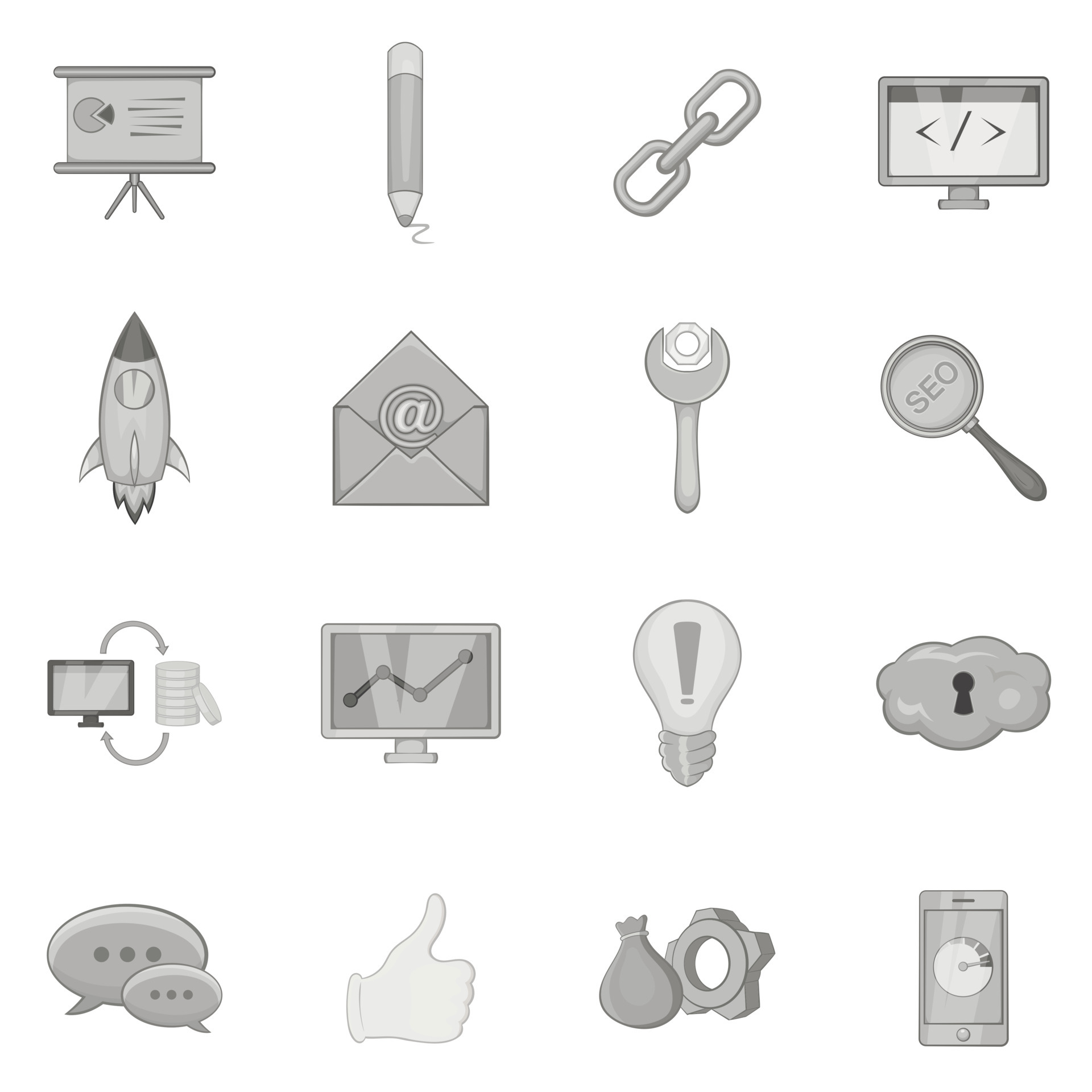 SEO optimization icons set, black monochrome style 5315176 Vector Art ...