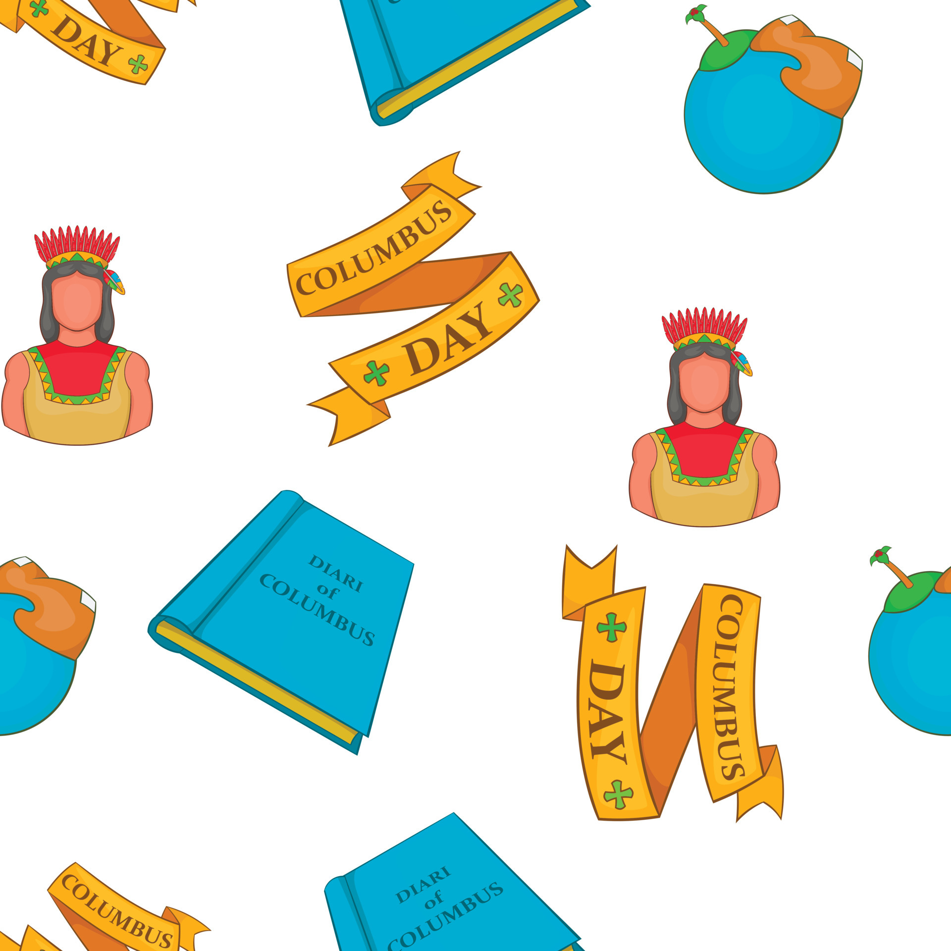 Columbus Day symbols pattern, cartoon style 5316891 Vector Art at Vecteezy