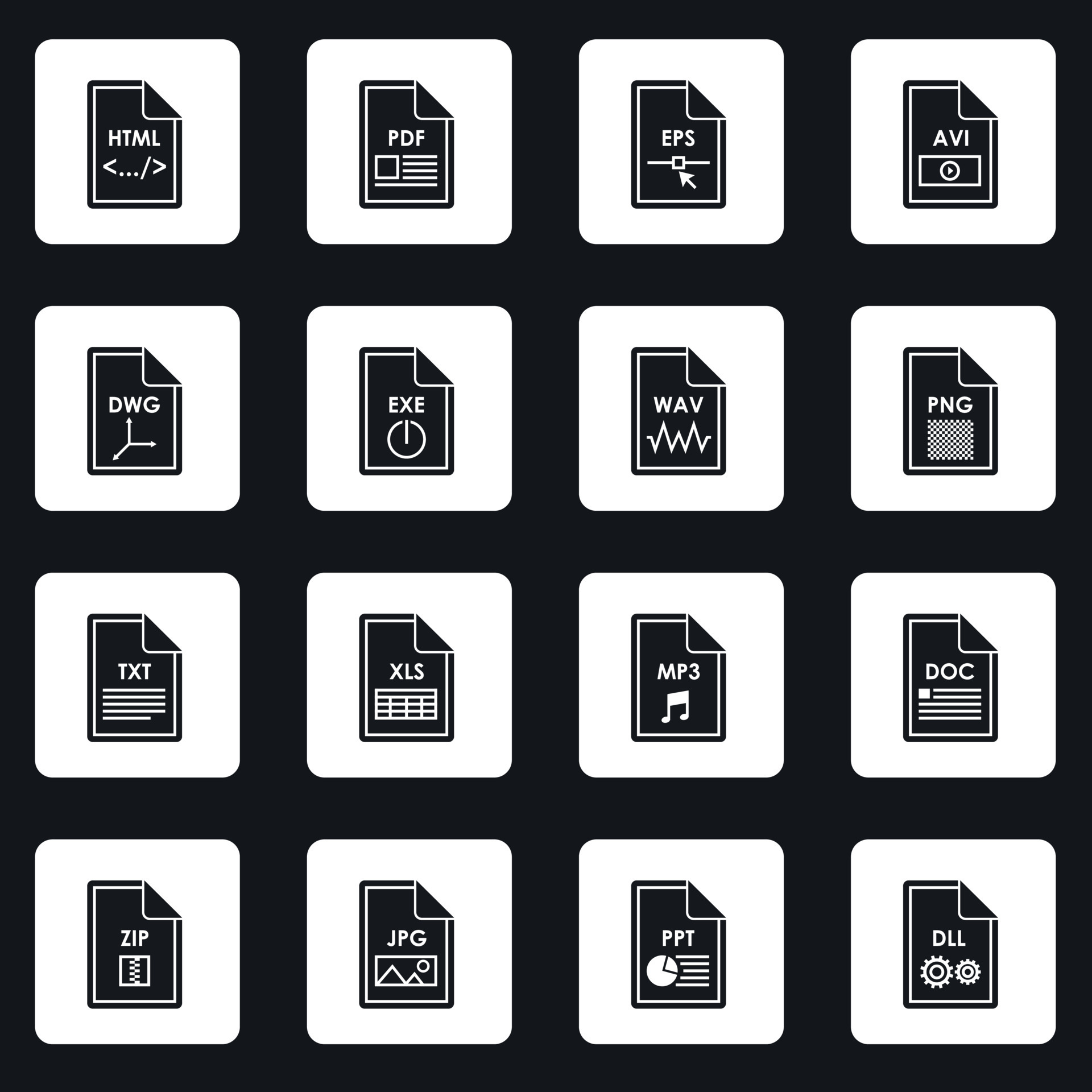 File format icons set, simple style 5317860 Vector Art at Vecteezy
