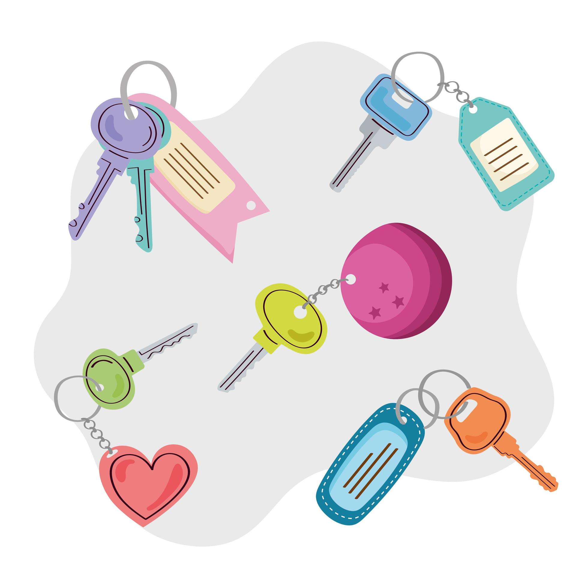 keys with keychains 5331442 Vector Art at Vecteezy