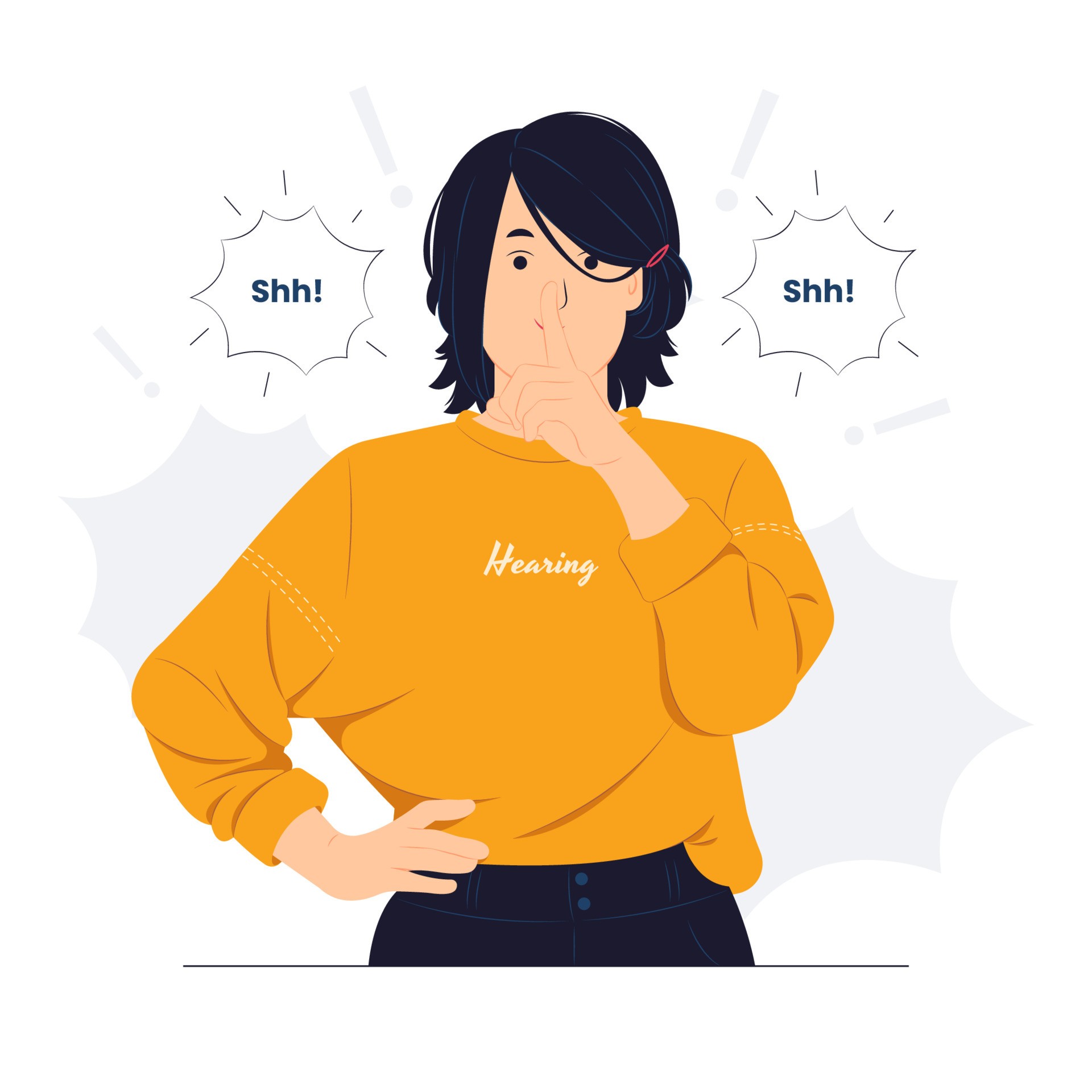 Woman With Finger On Lips Shhh Gesture Asking To Be Quiet Asks Not To Make Noise Silence And