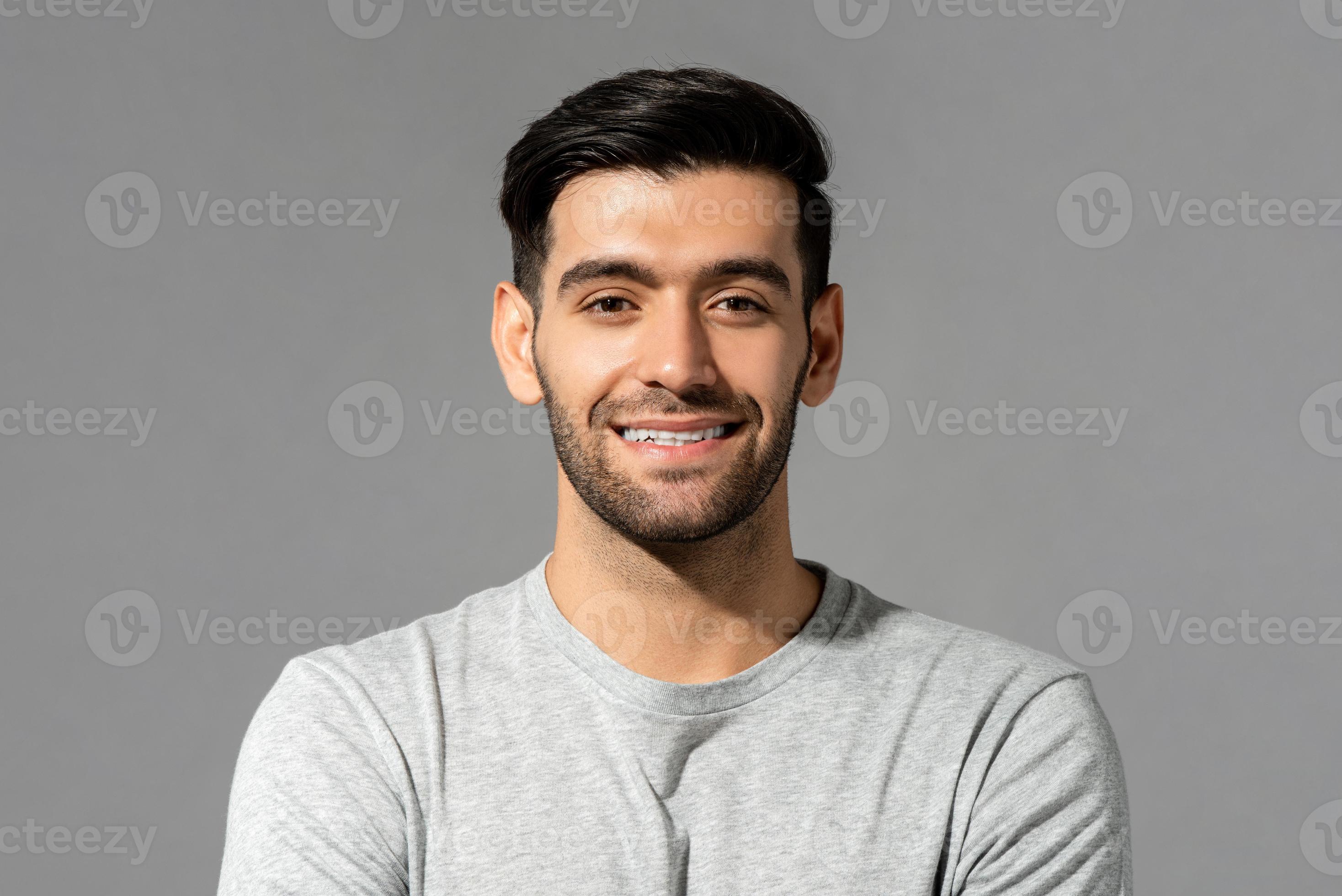 Close Up Portrait Of Happy Handsome Smiling Young Caucasian Man Face