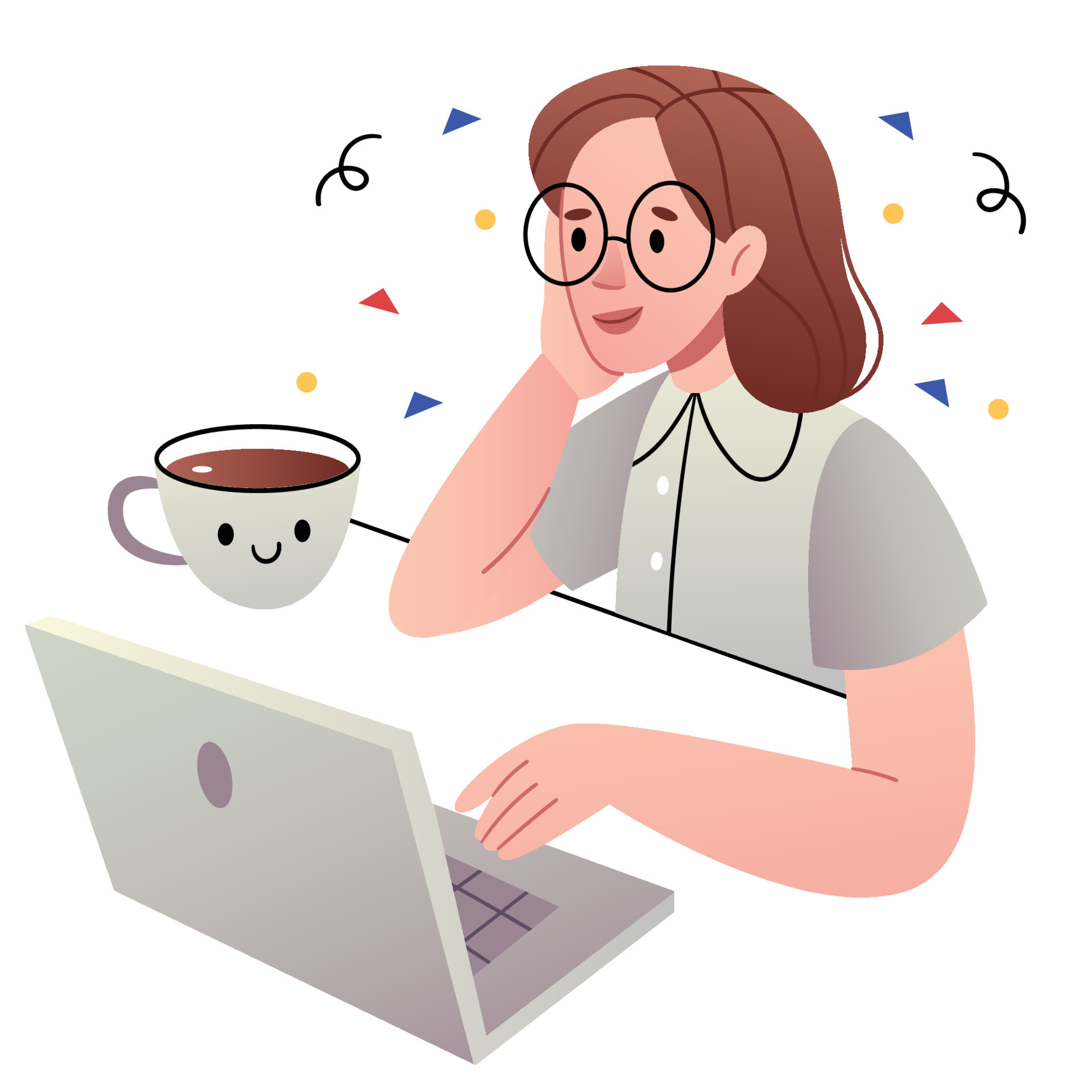 Girl In Glasses Sitting With A Laptop Checking E Mail On Laptop
