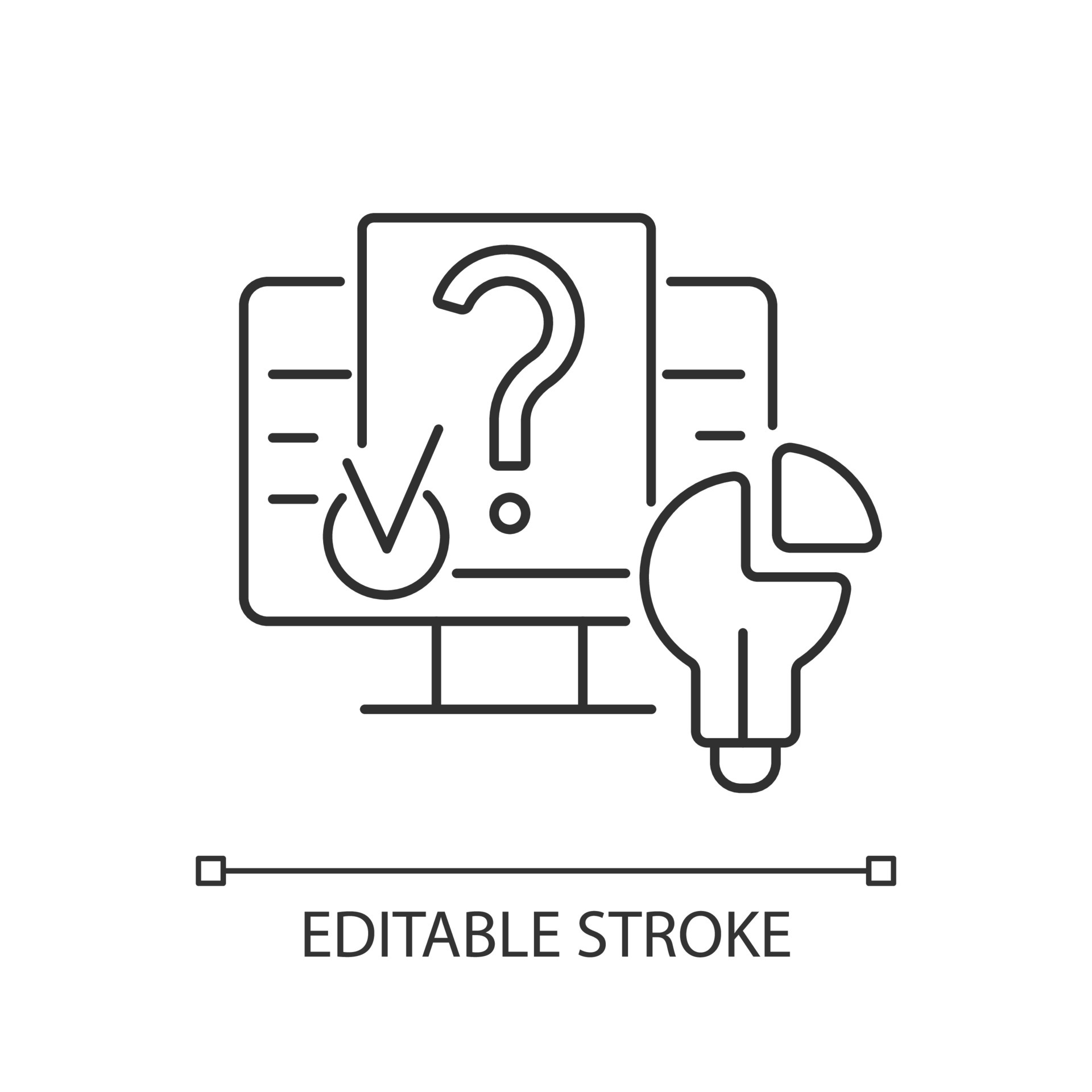 Digital problem solving linear icon. Solving technical problems. Using ...