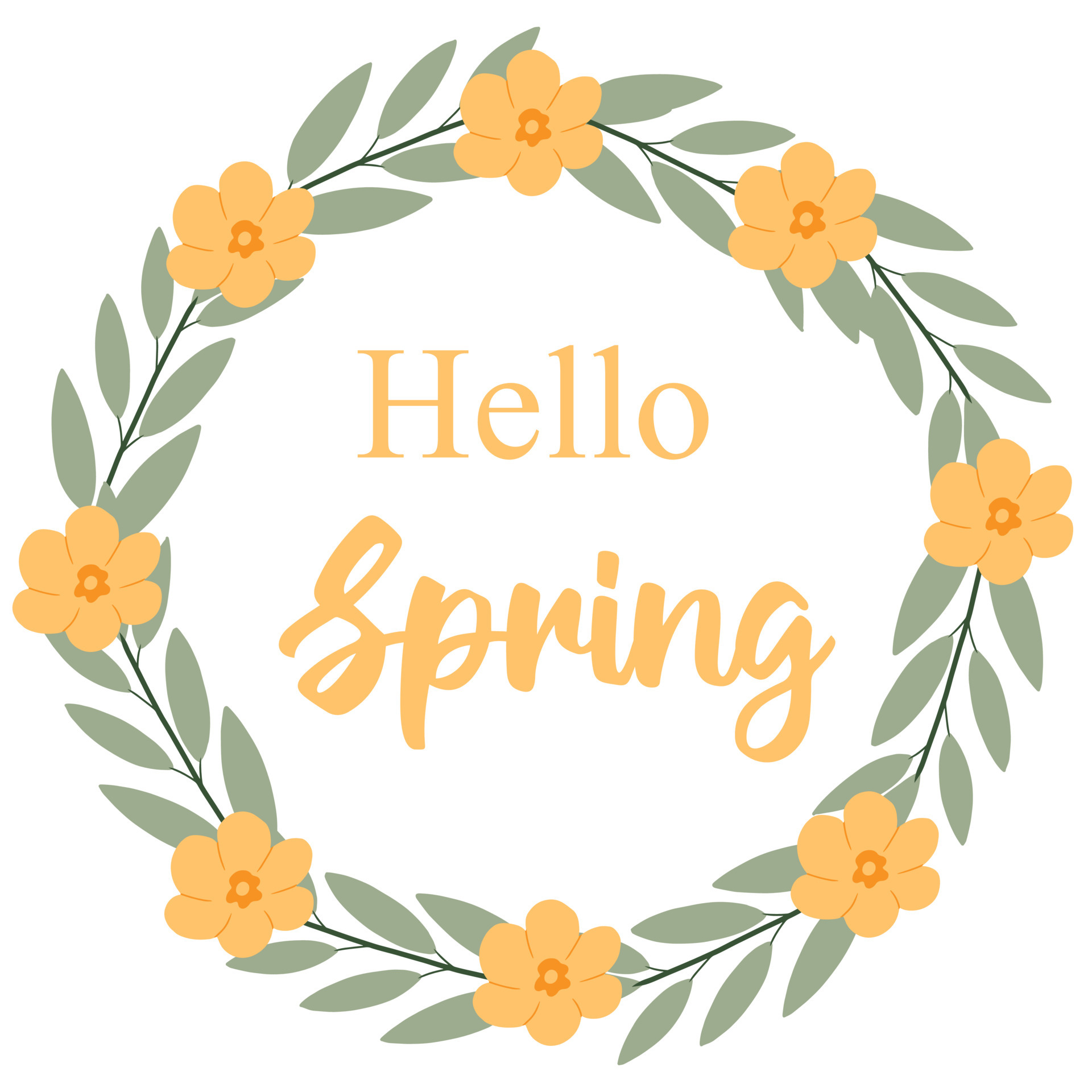Hello spring. Vector illustration of a greeting card with spring ...