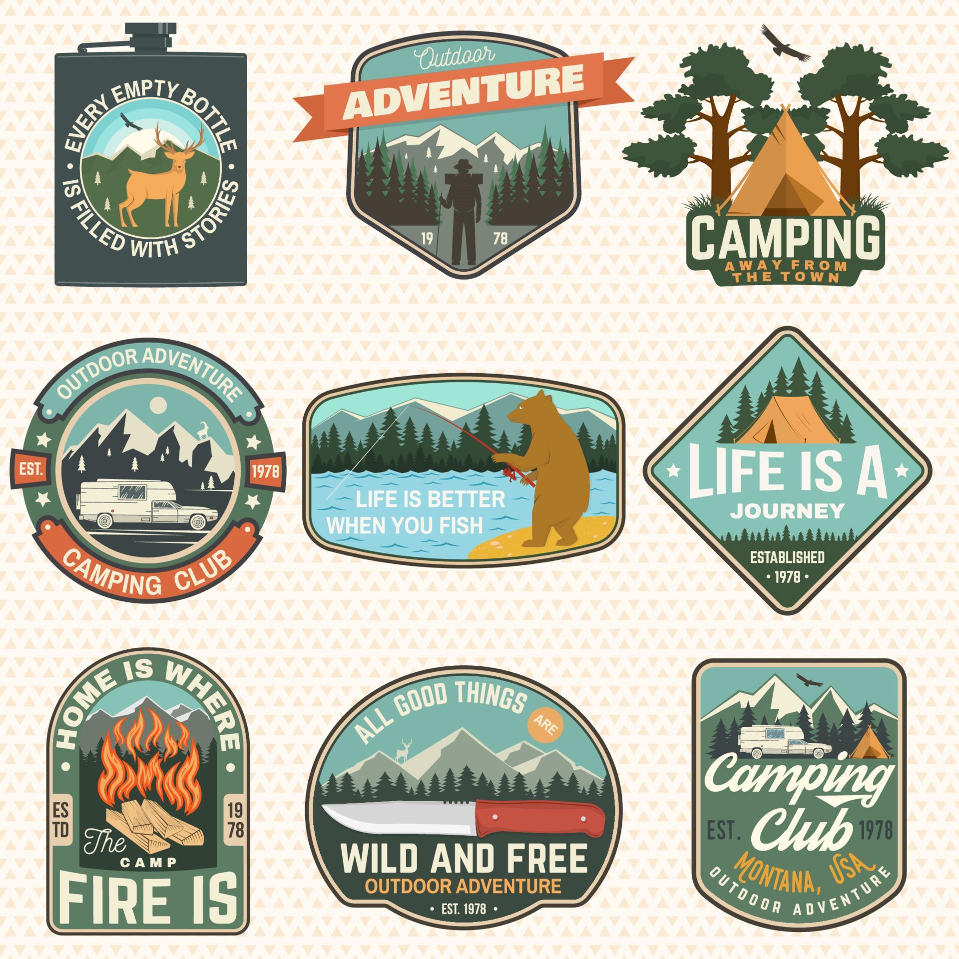 Set Of Summer Camp Badges Vector Concept For Badge Patch Shirt