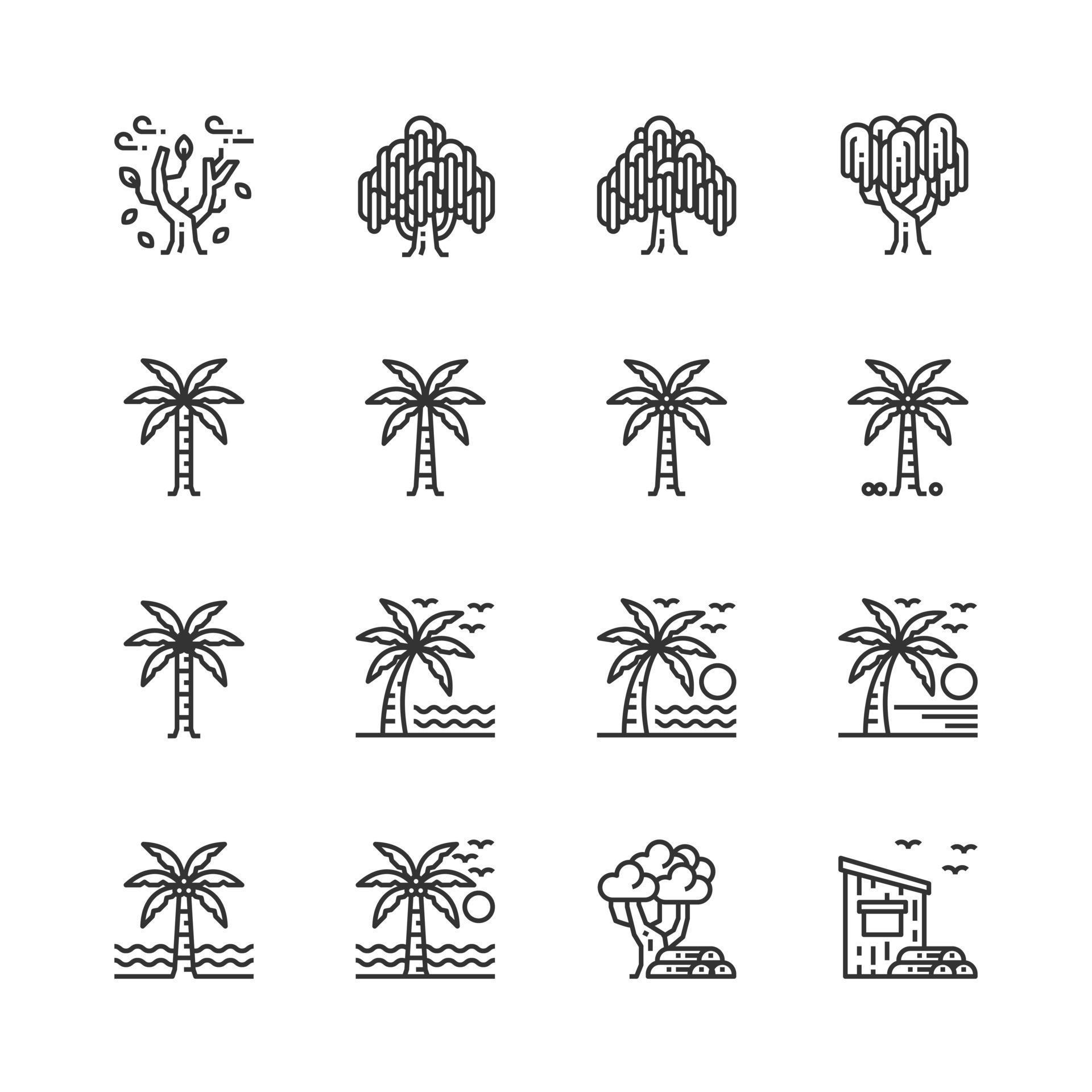 Simple Set of Tree Line Icons Vector Illustration , ecology, nature ...