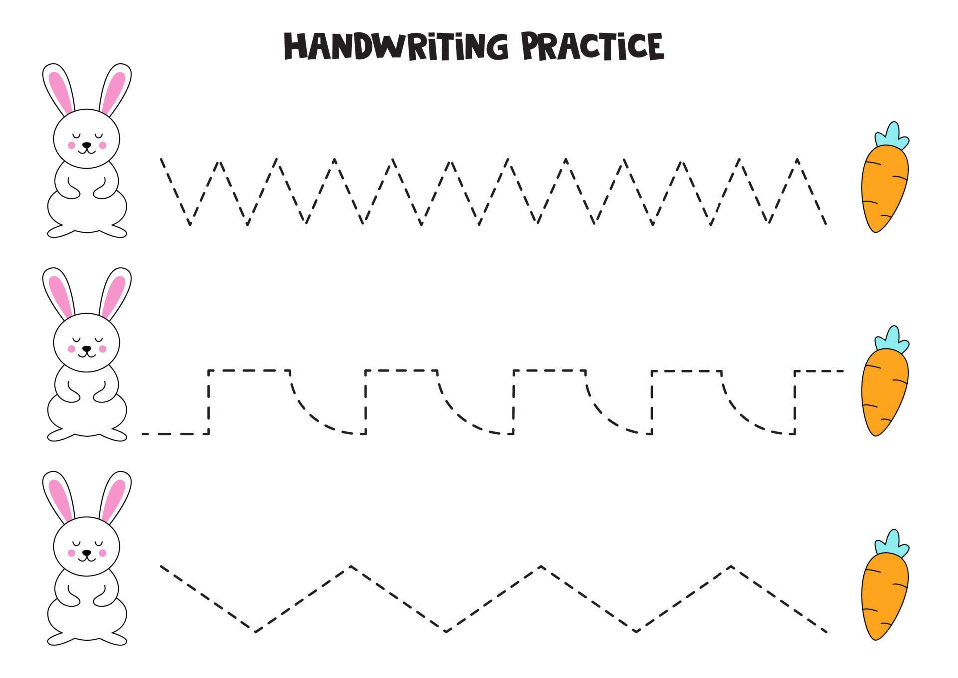Tracing lines with cute Easter bunnies. Writing practice. 5360130 ...