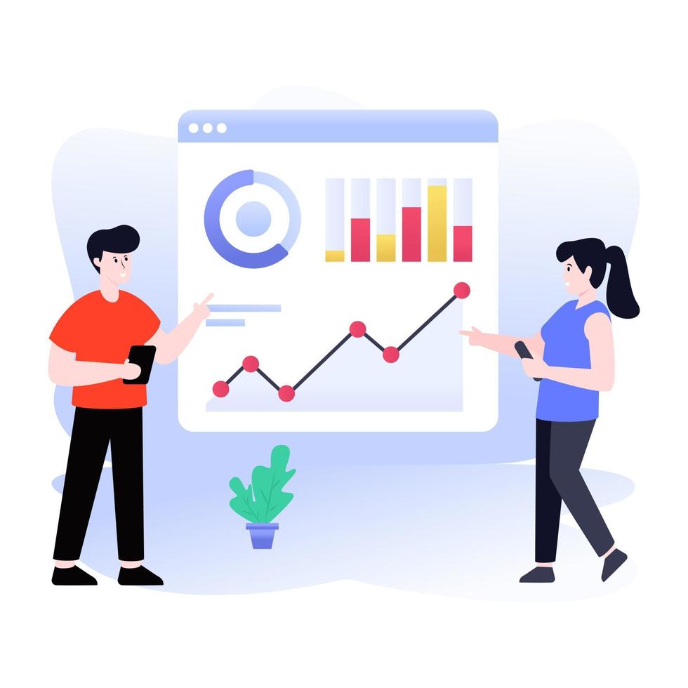 Online data analysis, flat illustration of data analytics 5360182 ...
