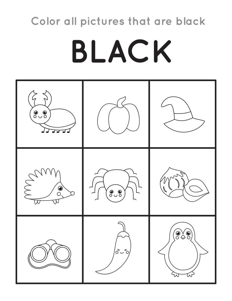 Color all black objects. Learning basic colors for kids. 5360275 Vector ...
